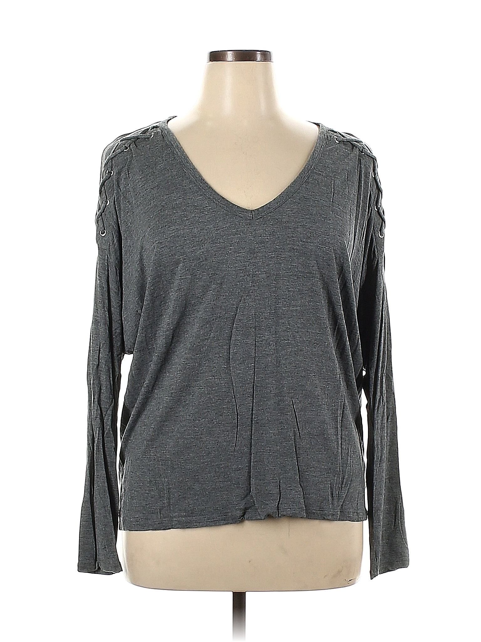 Express Outlet 100% Viscose Gray Long Sleeve Top Size XL - 58% off ...