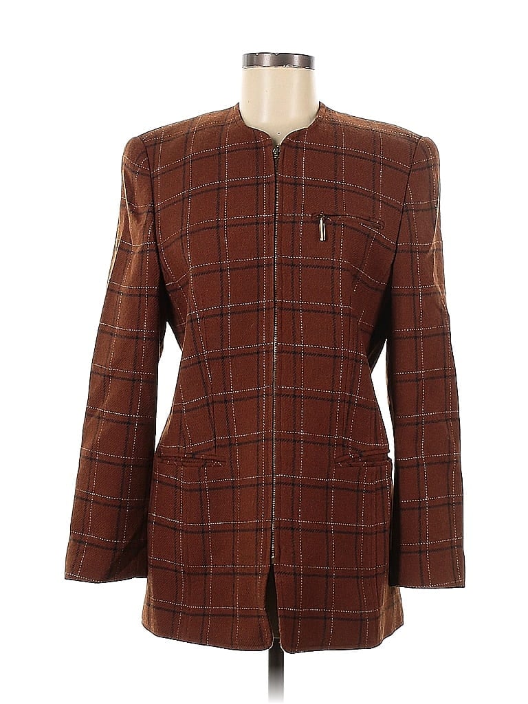 Basler Plaid Brown Wool Coat Size 38 (FR) - 86% off | ThredUp