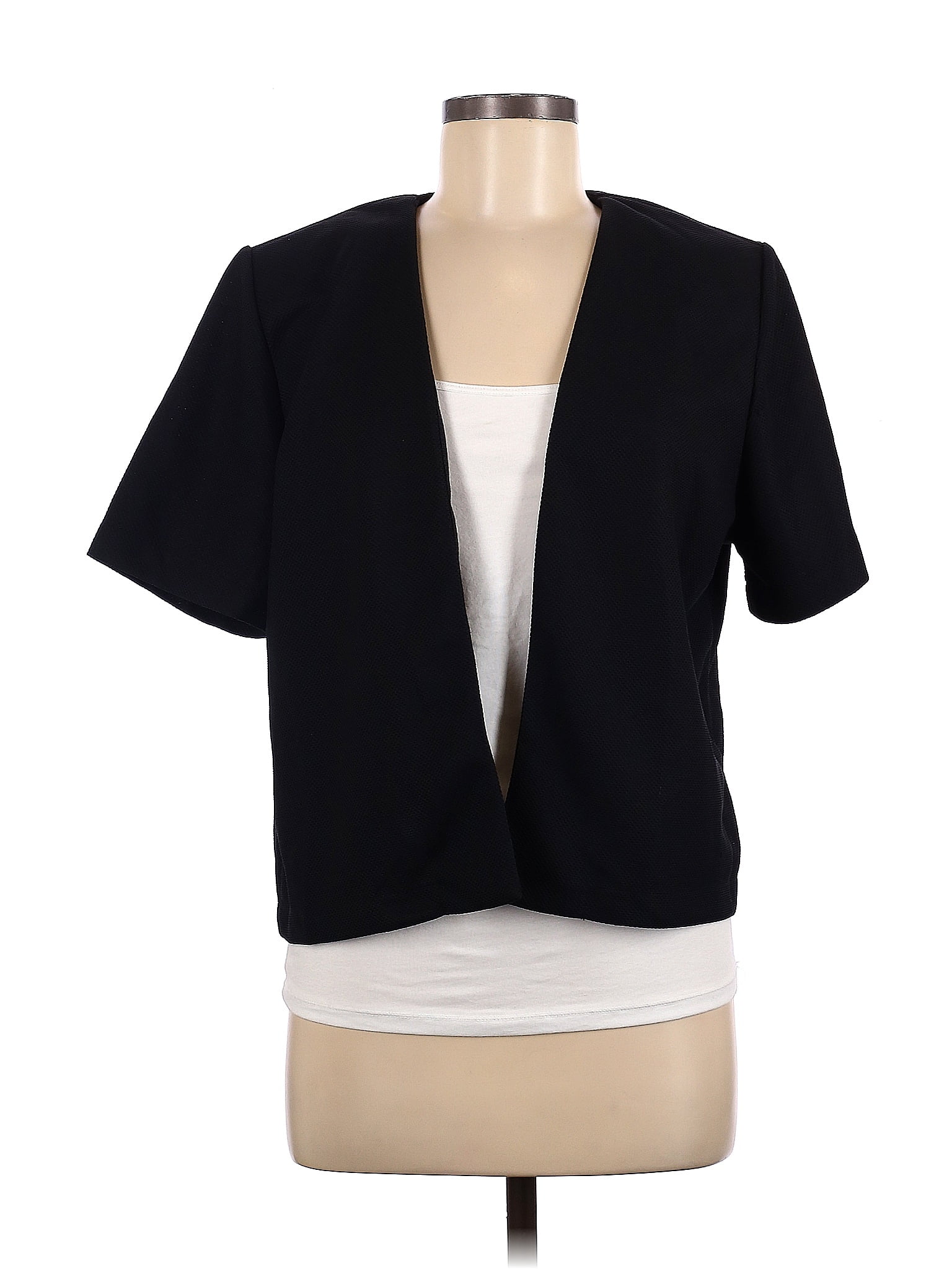 Anthony Richards 100 Polyester Color Block Solid Black Cardigan Size