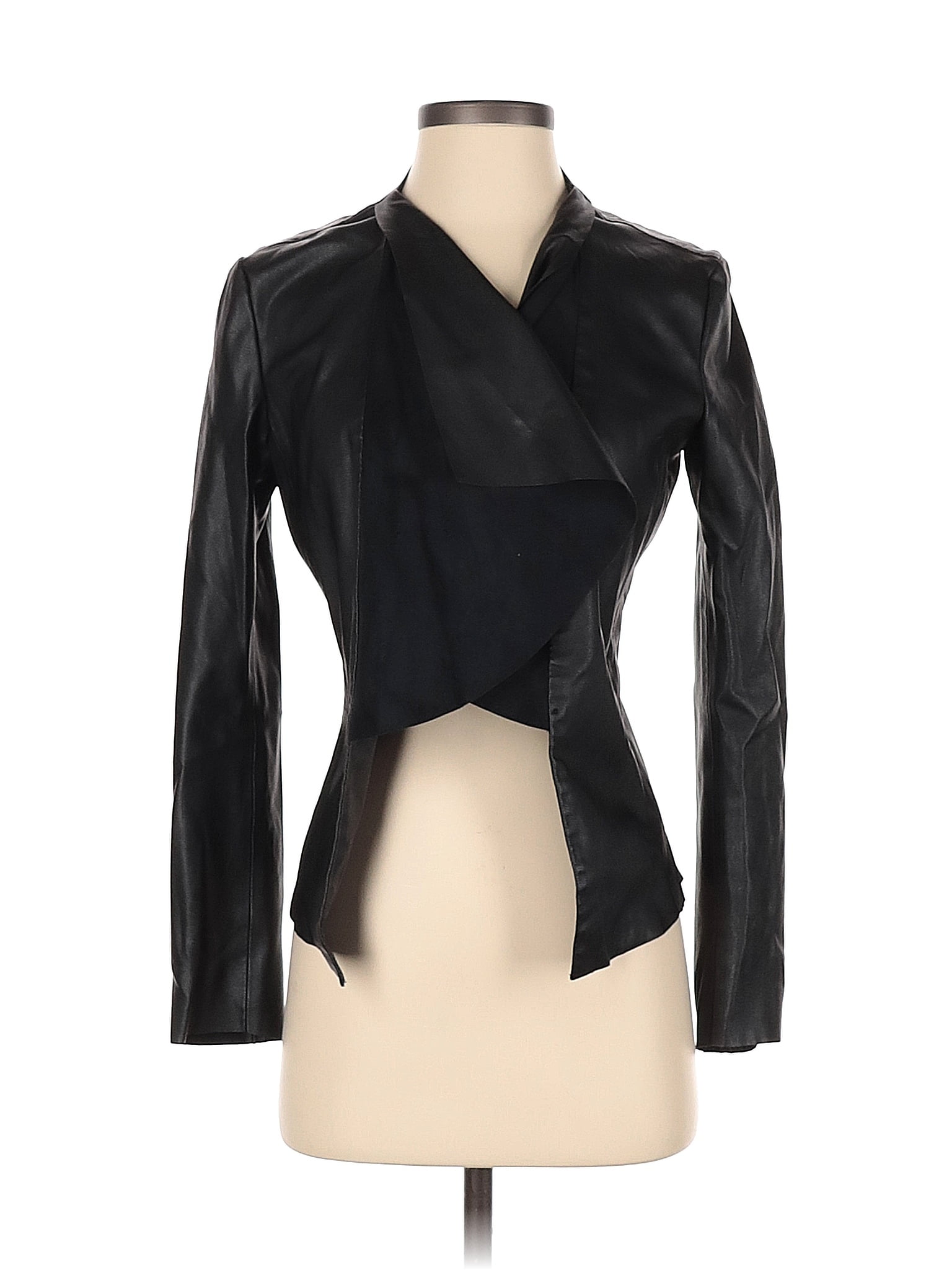 Zara Basic Solid Black Leather Jacket Size XS - 63% off | thredUP