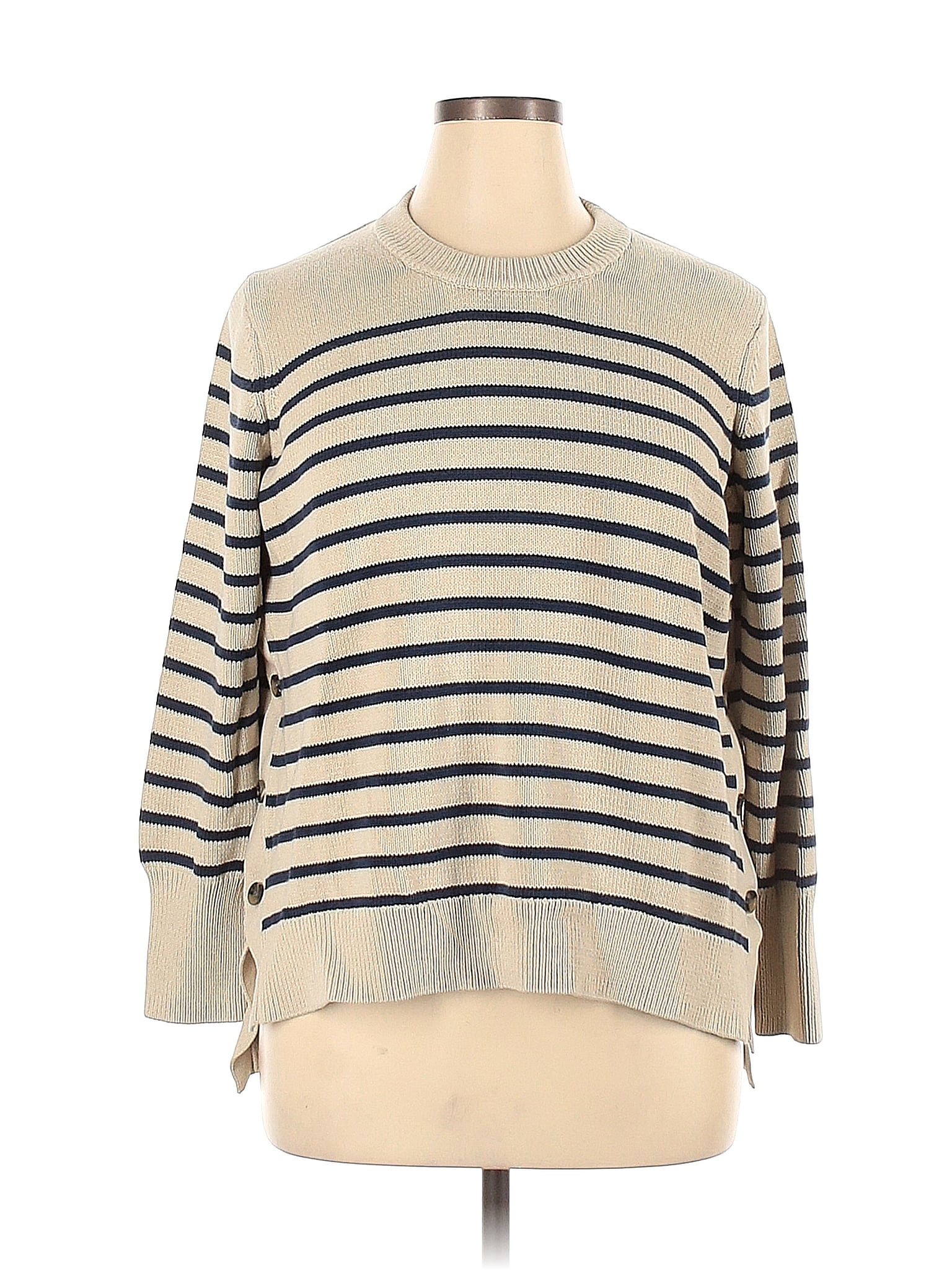 Tuckernuck 100% Cotton Color Block Stripes Tan Pullover Sweater Size XL ...