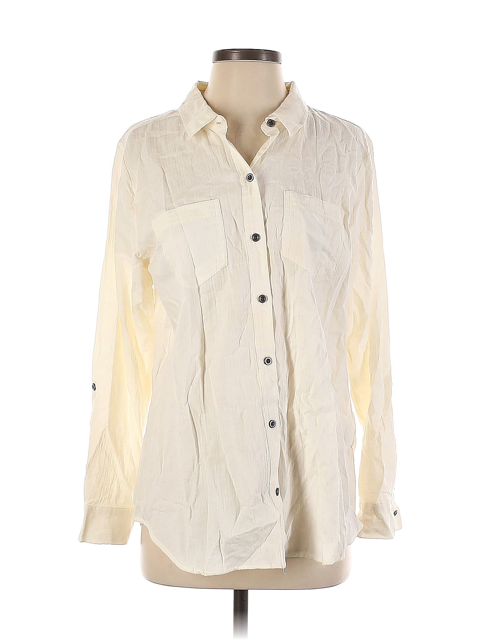 Christopher & Banks Ivory White Long Sleeve Button-Down Shirt Size M - 64% off | thredUP