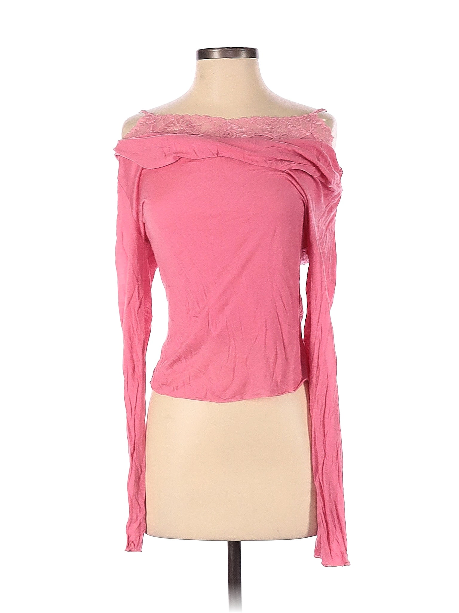 Express Solid Pink Long Sleeve Top Size S - 62% off | thredUP
