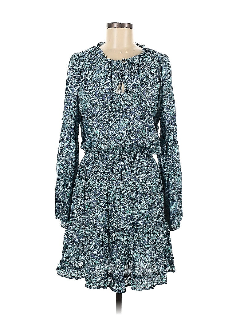 Natalie Martin 100 Rayon Multi Color Teal Casual Dress Size M 68