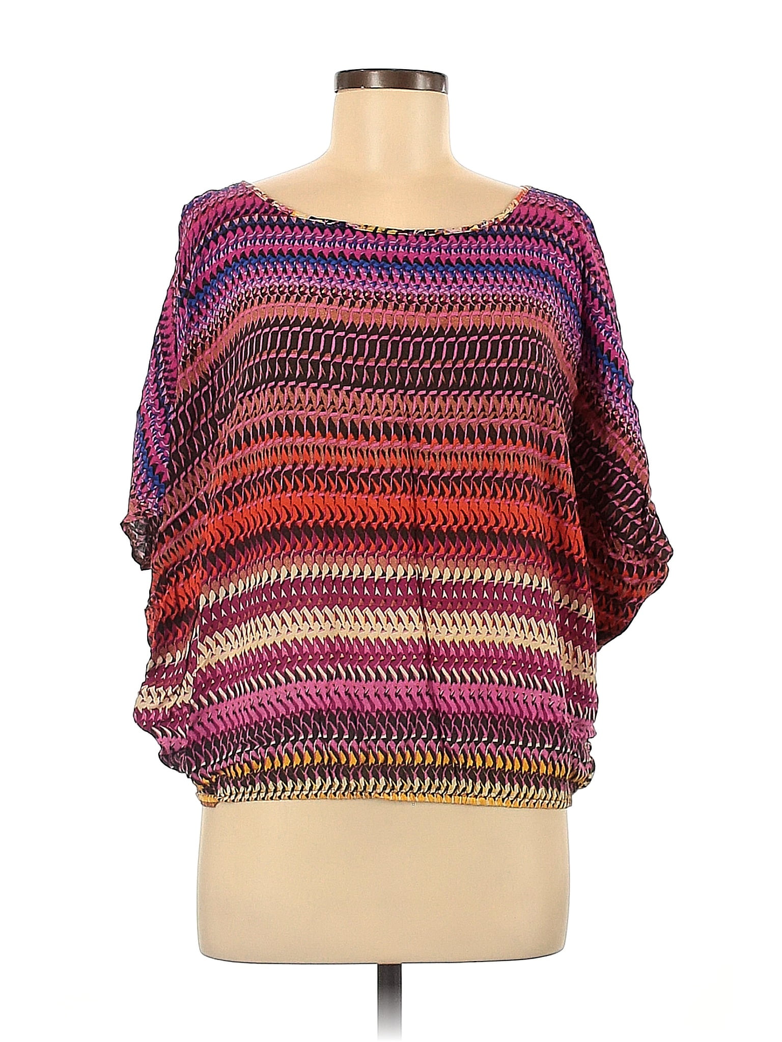 Unique Spectrum 100% Rayon Purple Pink Short Sleeve Blouse Size M - 58% ...