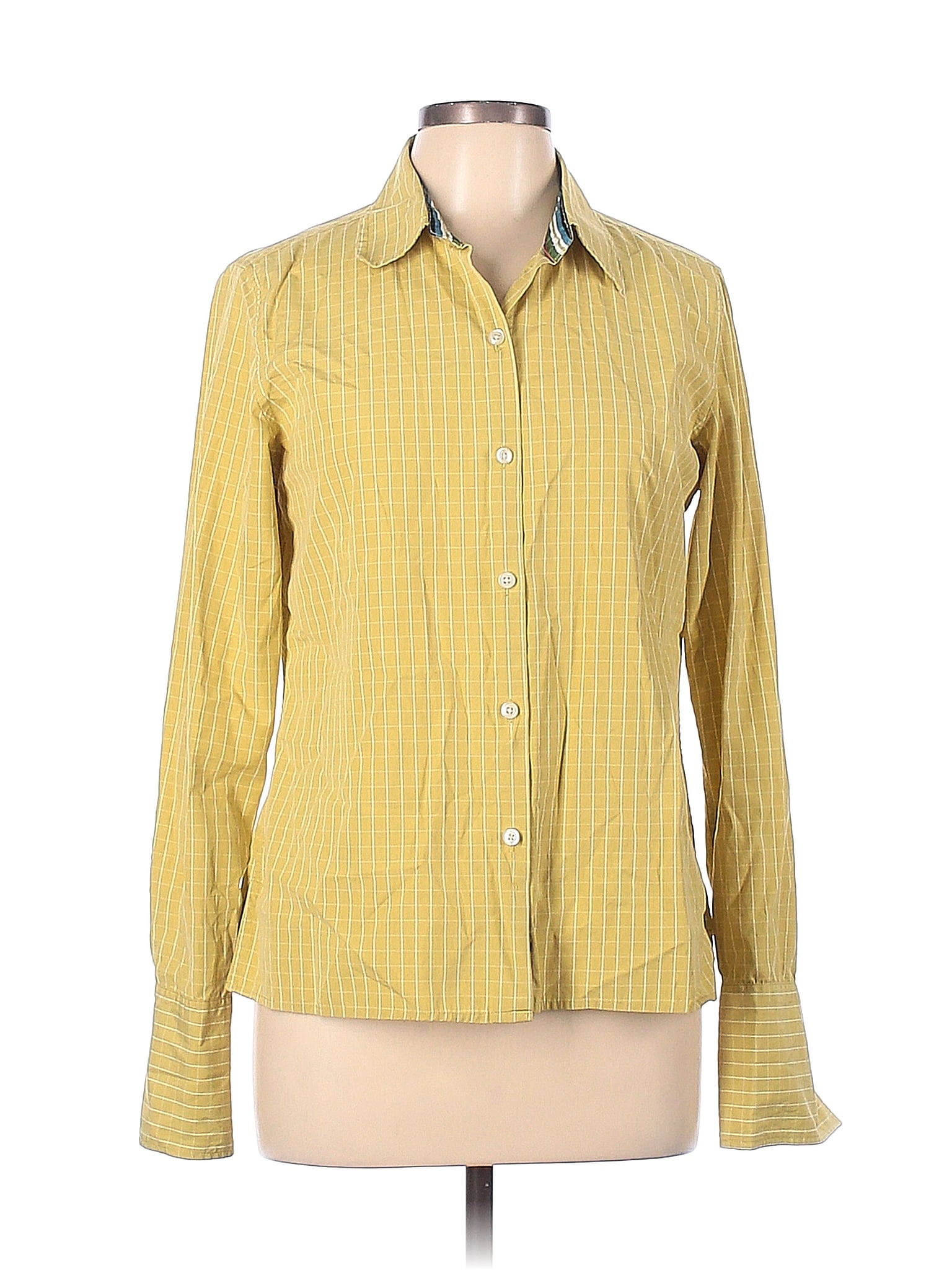 Charter Club 100 Cotton Yellow Long Sleeve Button Down Shirt Size 10
