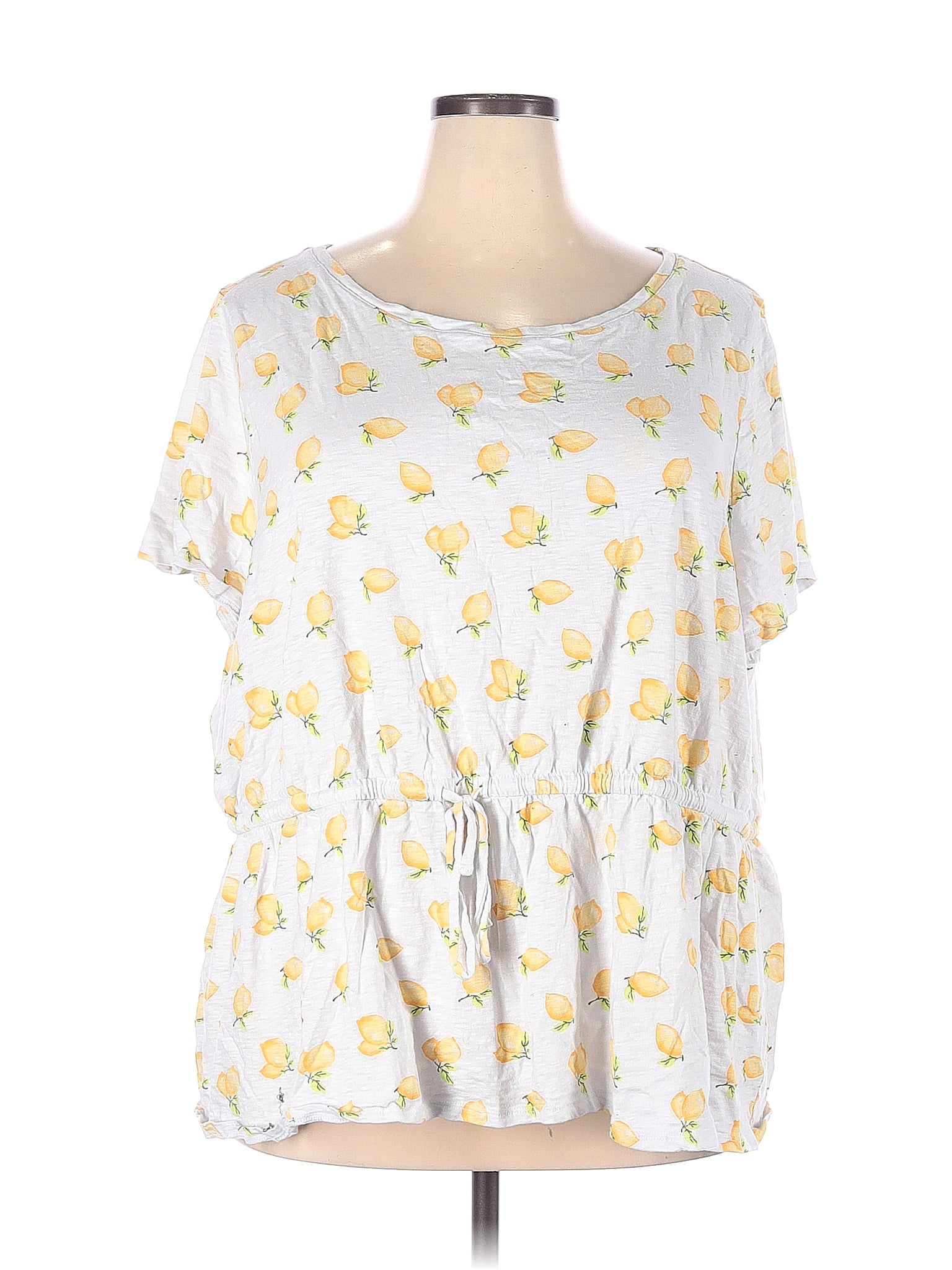 Lane Bryant 100 Cotton Yellow Short Sleeve Top Size 30 32 Plus Plus