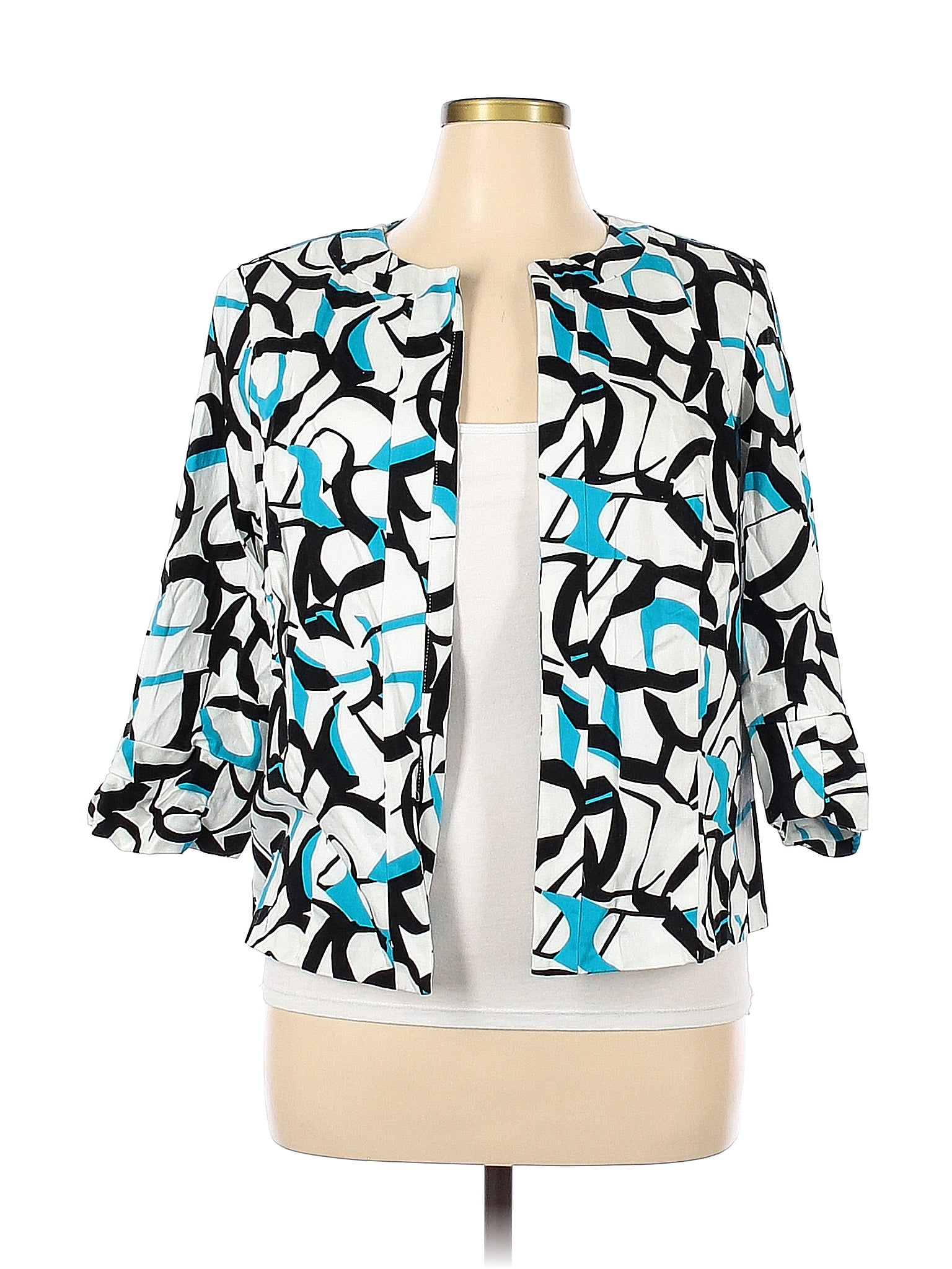 DressBarn Tropical White Blue Jacket Size 14 - 55% off | thredUP