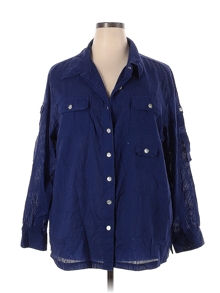 White Stag Blue Long Sleeve Blouse Size 22 (Plus) - 44% off | thredUP