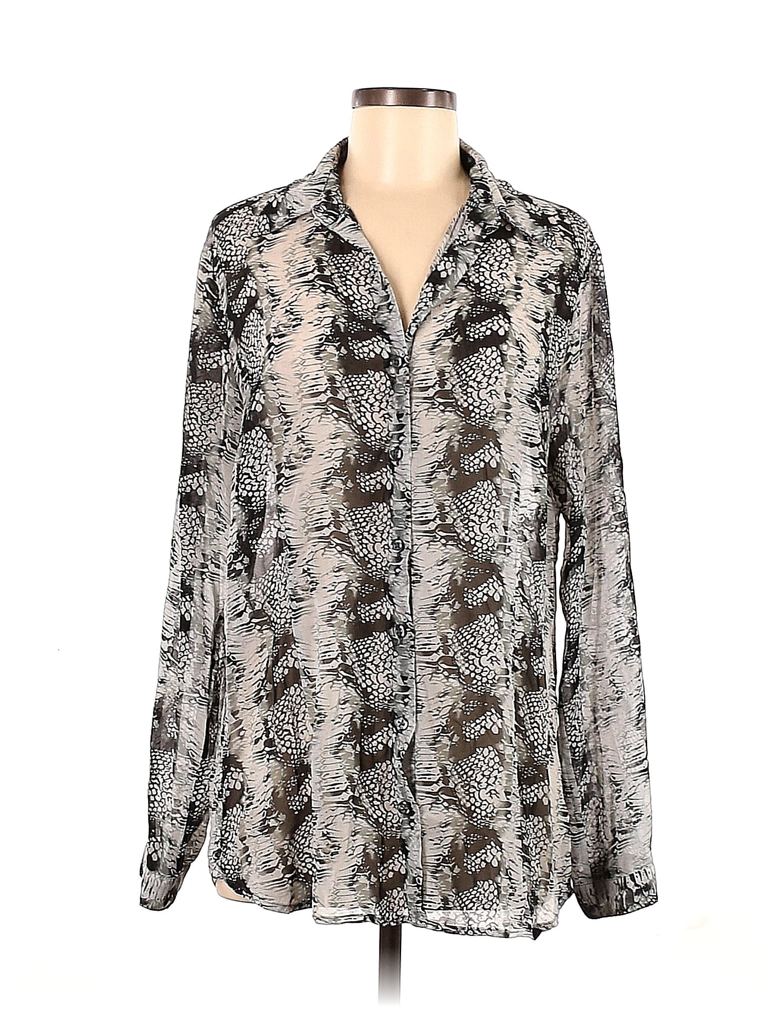 Cabi 100 Polyester Tan Long Sleeve Blouse Size L 68 Off Thredup