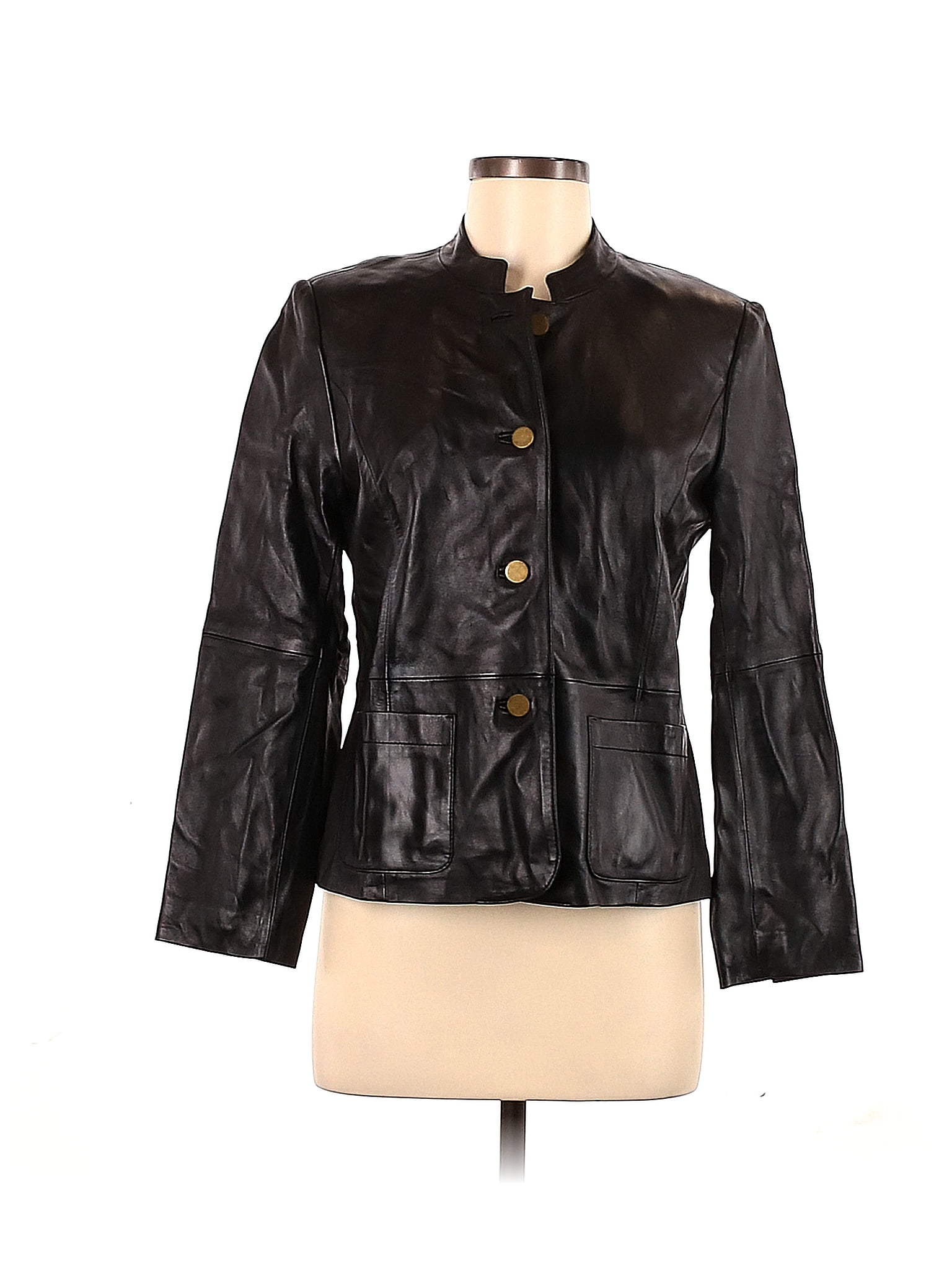 Talbots 100% Leather Solid Black Leather Jacket Size 6 - 79% off | thredUP
