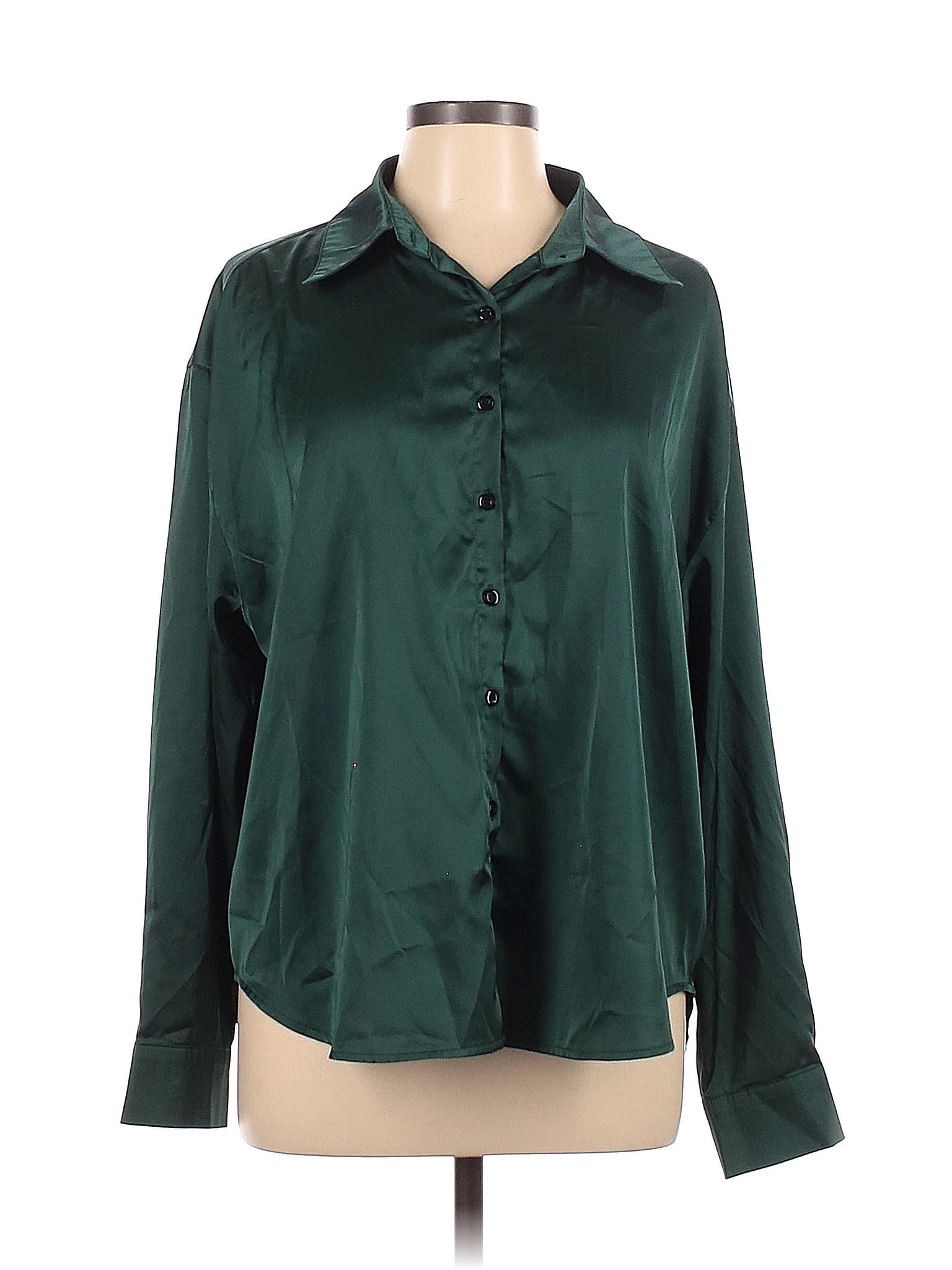 Unbranded 100% Polyester Green Long Sleeve Blouse Size L - 66% off ...