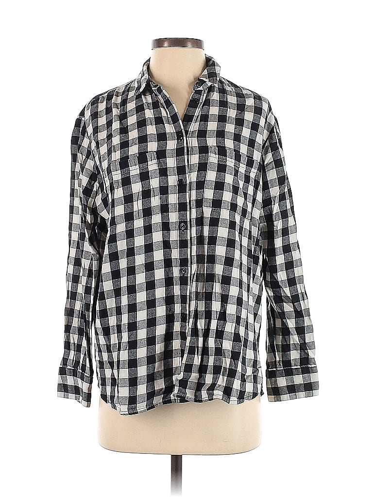 Madewell 100 Cotton Checkered Gingham Black Long Sleeve Button Down