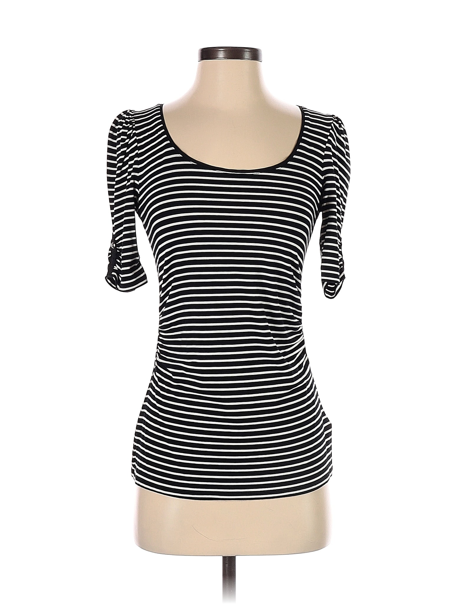 White House Black Market Stripes Black Short Sleeve T-Shirt Size XS ...