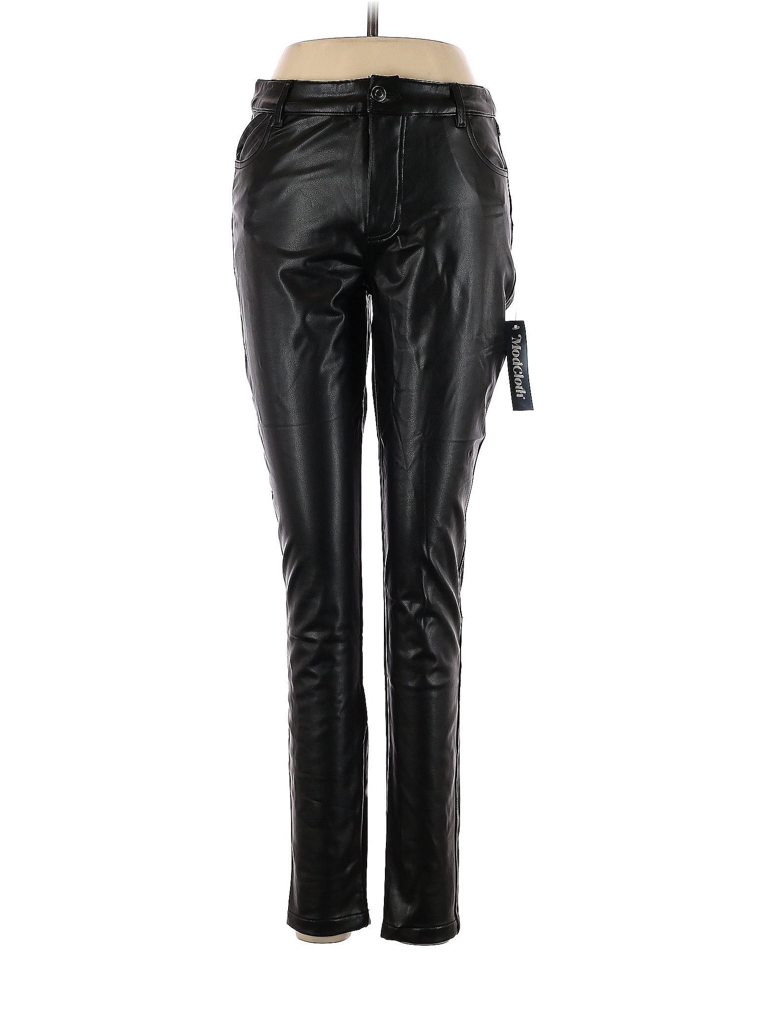 ModCloth 100% Polyurethane Solid Black Faux Leather Pants Size 6 - 66% ...