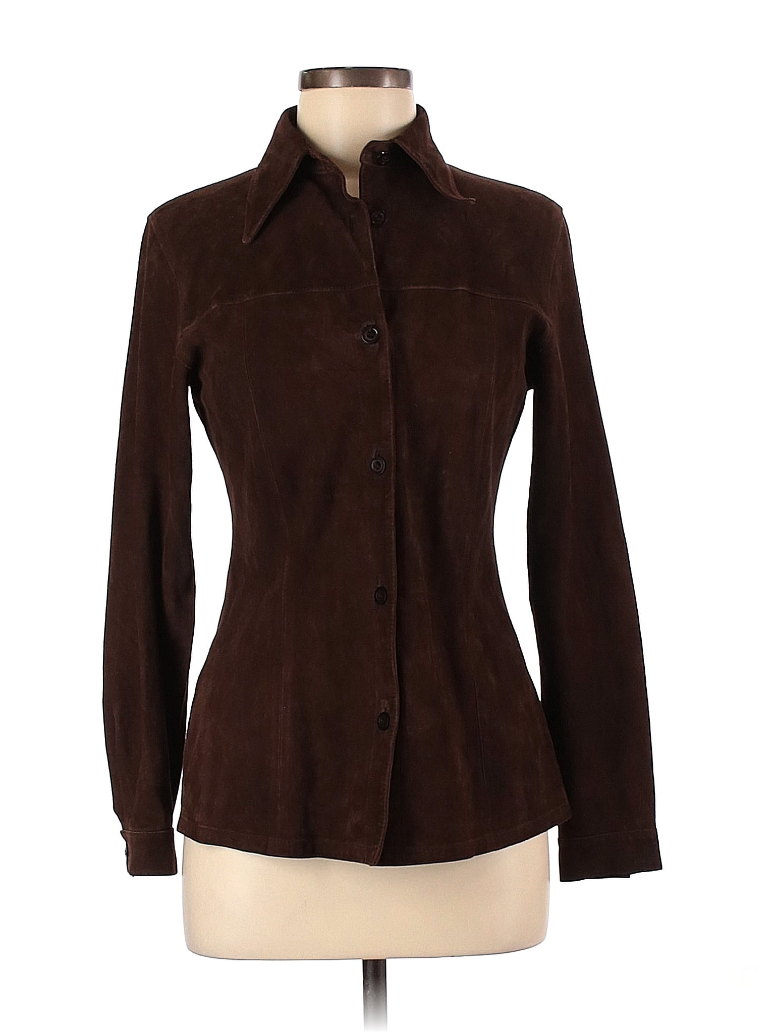 Pollini 100% Leather Brown Faux Leather Jacket Size 42 (IT) - 82% off ...
