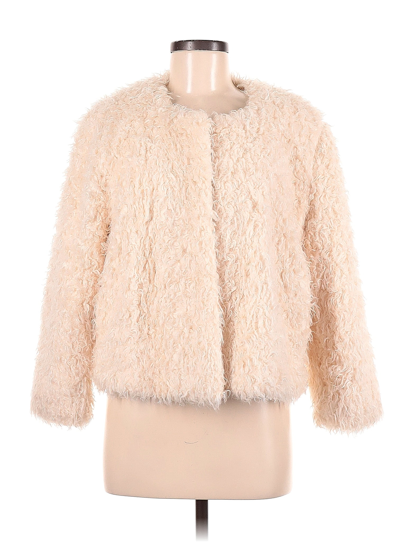 Cabi Solid Ivory Faux Fur Jacket Size M 69 Off Thredup