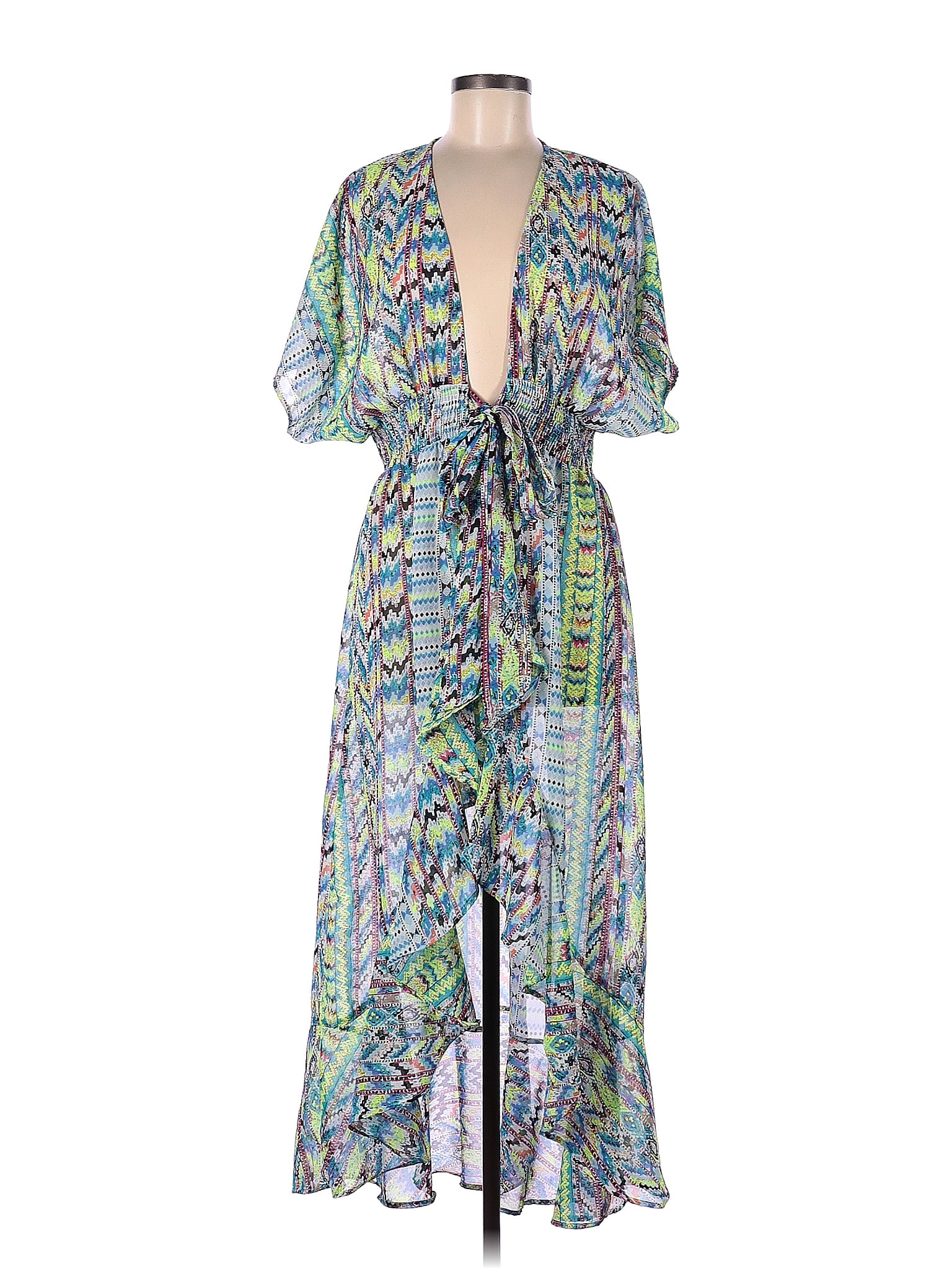 Unbranded Multi Color Blue Kimono One Size 55 Off Thredup