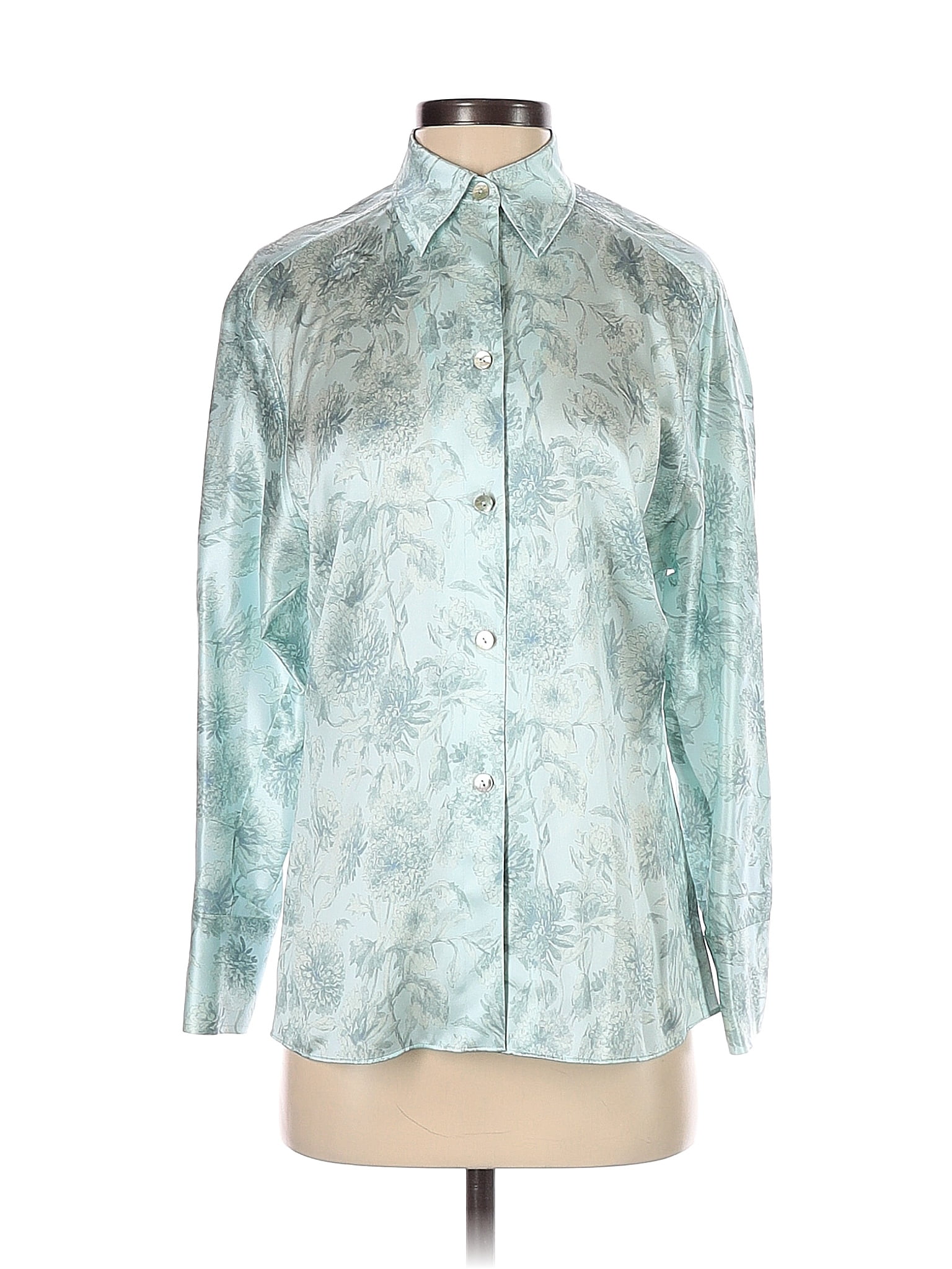 Vince. 100% Silk Tropical Teal Long Sleeve Button-Down Shirt Size XS - 82% off | thredUP