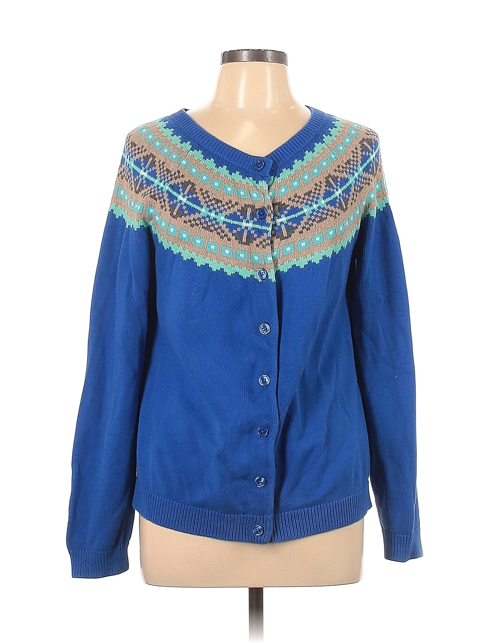 Talbots Outlet 100% Cotton Color Block Blue Cardigan Size XL - 45% off ...