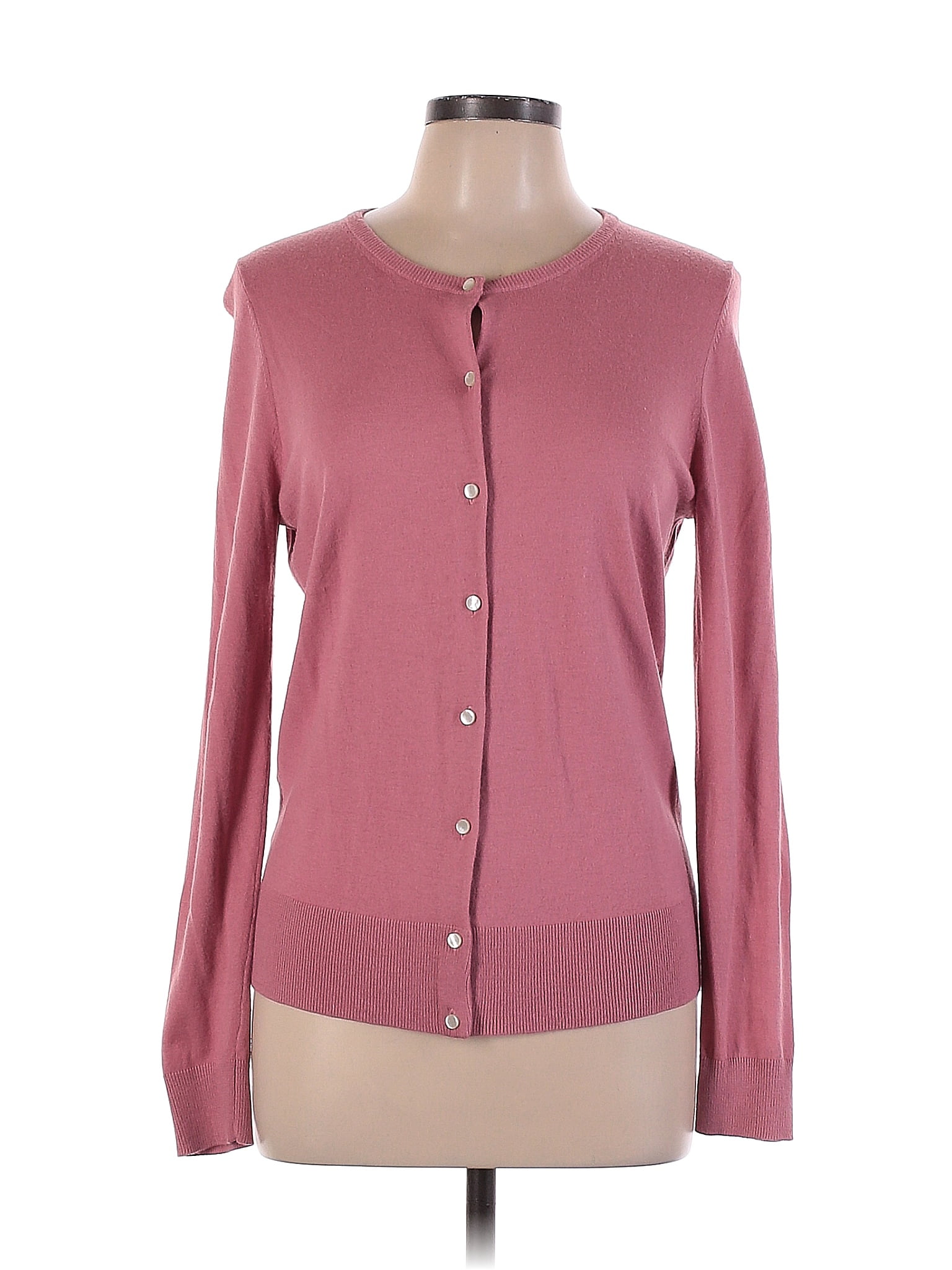 Ann Taylor Color Block Solid Pink Cardigan Size L 77 Off Thredup