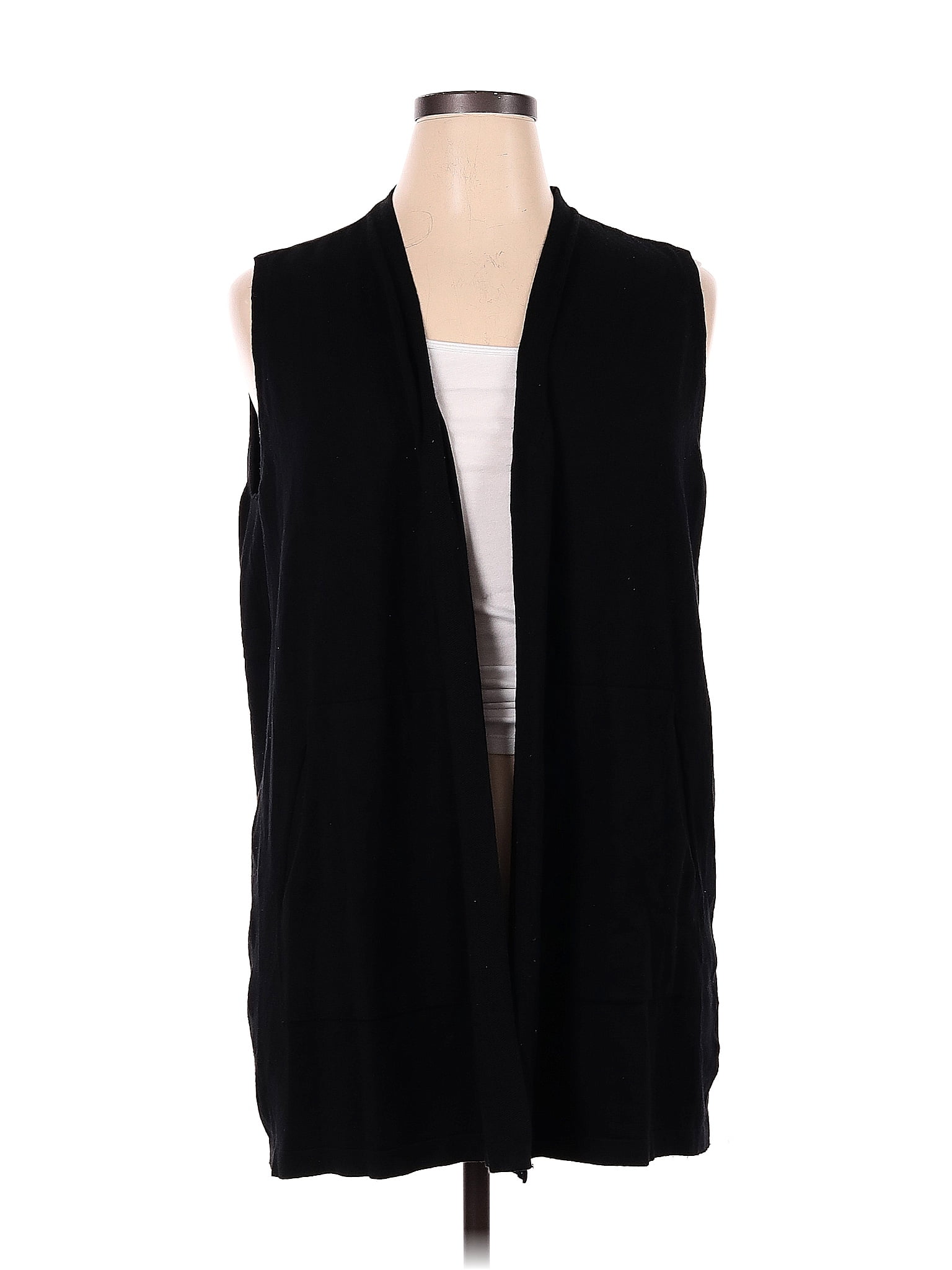 Cyrus Color Block Solid Black Cardigan Size 1X (Plus) - 70% off | thredUP
