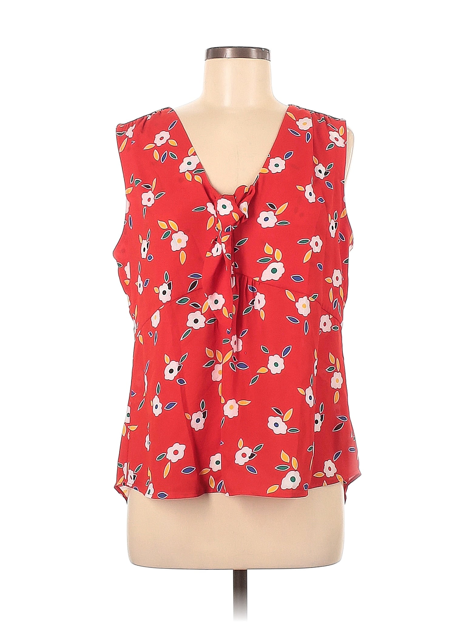 Cabi 100 Polyester Floral Red Sleeveless Blouse Size M 56 Off Thredup