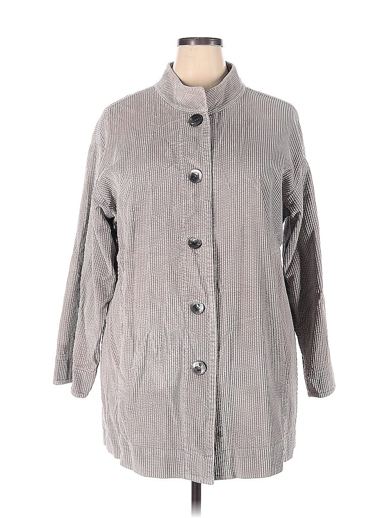 J Jill 100 Cotton Solid Gray Jacket Size 2x Plus 73 Off Thredup