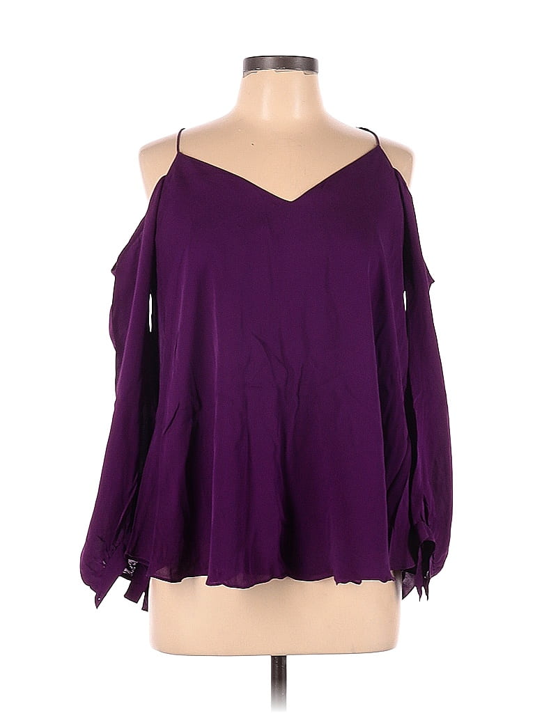 Haute Hippie 100 Silk Purple Long Sleeve Blouse Size L 81 Off Thredup