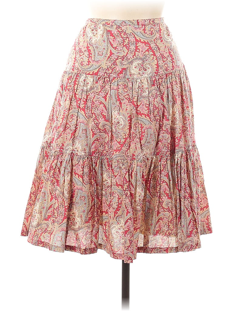 Chaps 100% Cotton Paisley Multi Color Pink Casual Skirt Size 6 - 65% ...