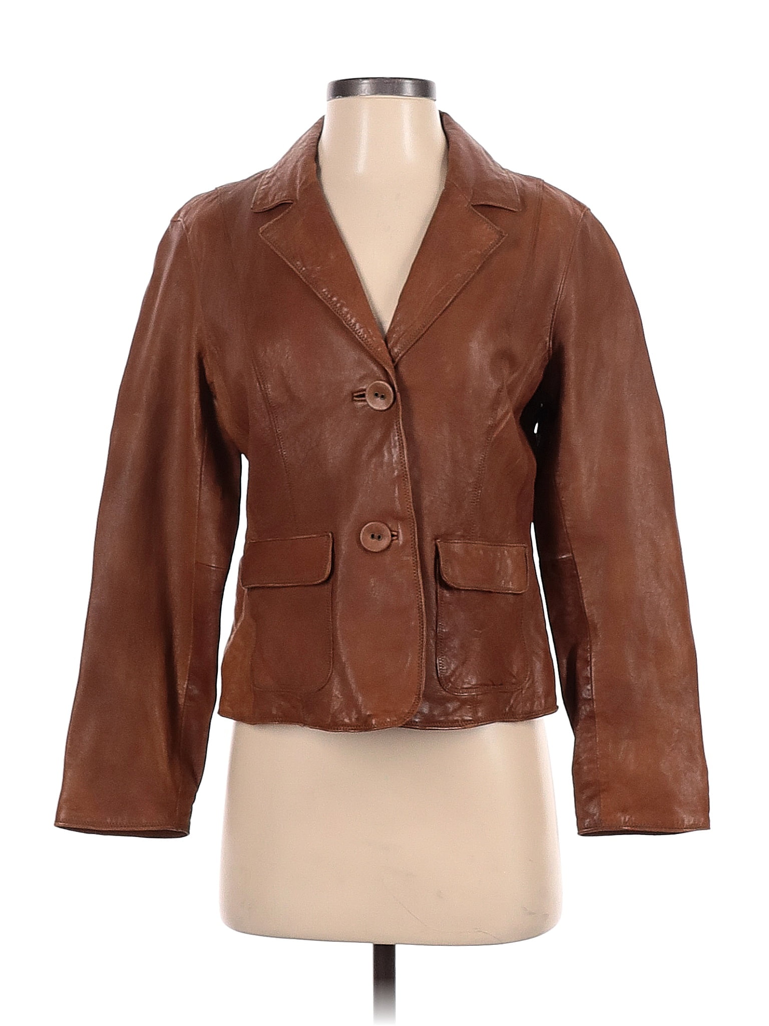 J.Jill 100% Leather Solid Brown Leather Jacket Size S (Petite) - 74% off | ThredUp