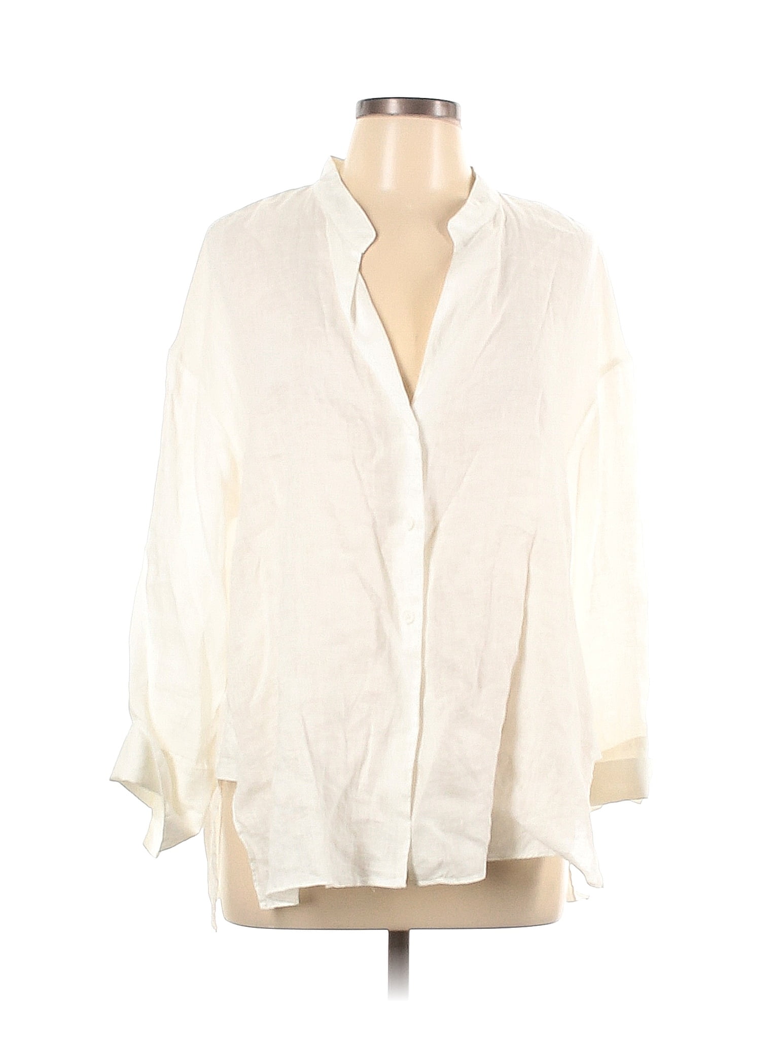 Zara White Ivory Long Sleeve Button Down Shirt Size L 45 Off Thredup