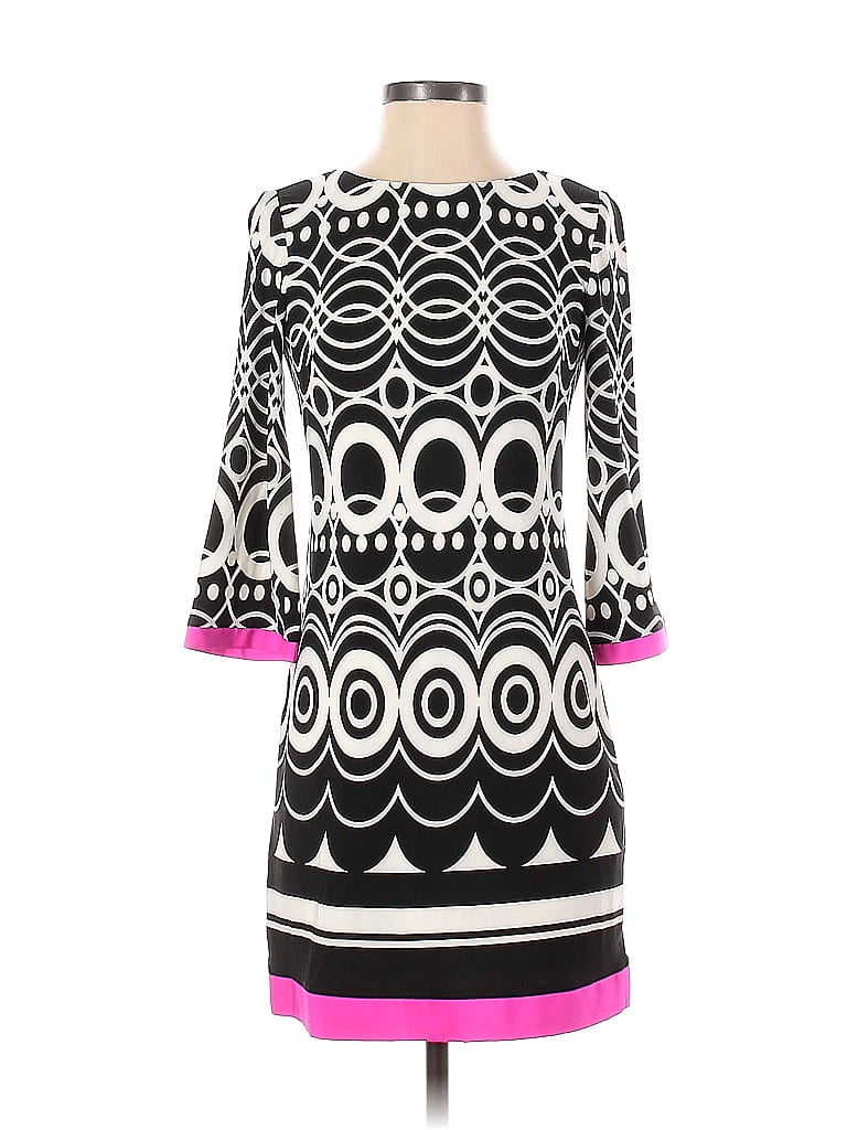 Eliza J Fair Isle Baroque Print Graphic Black Casual Dress Size 0 ...