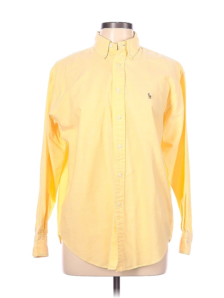 Ralph Lauren 100 Cotton Yellow Long Sleeve Button Down Shirt Size 12