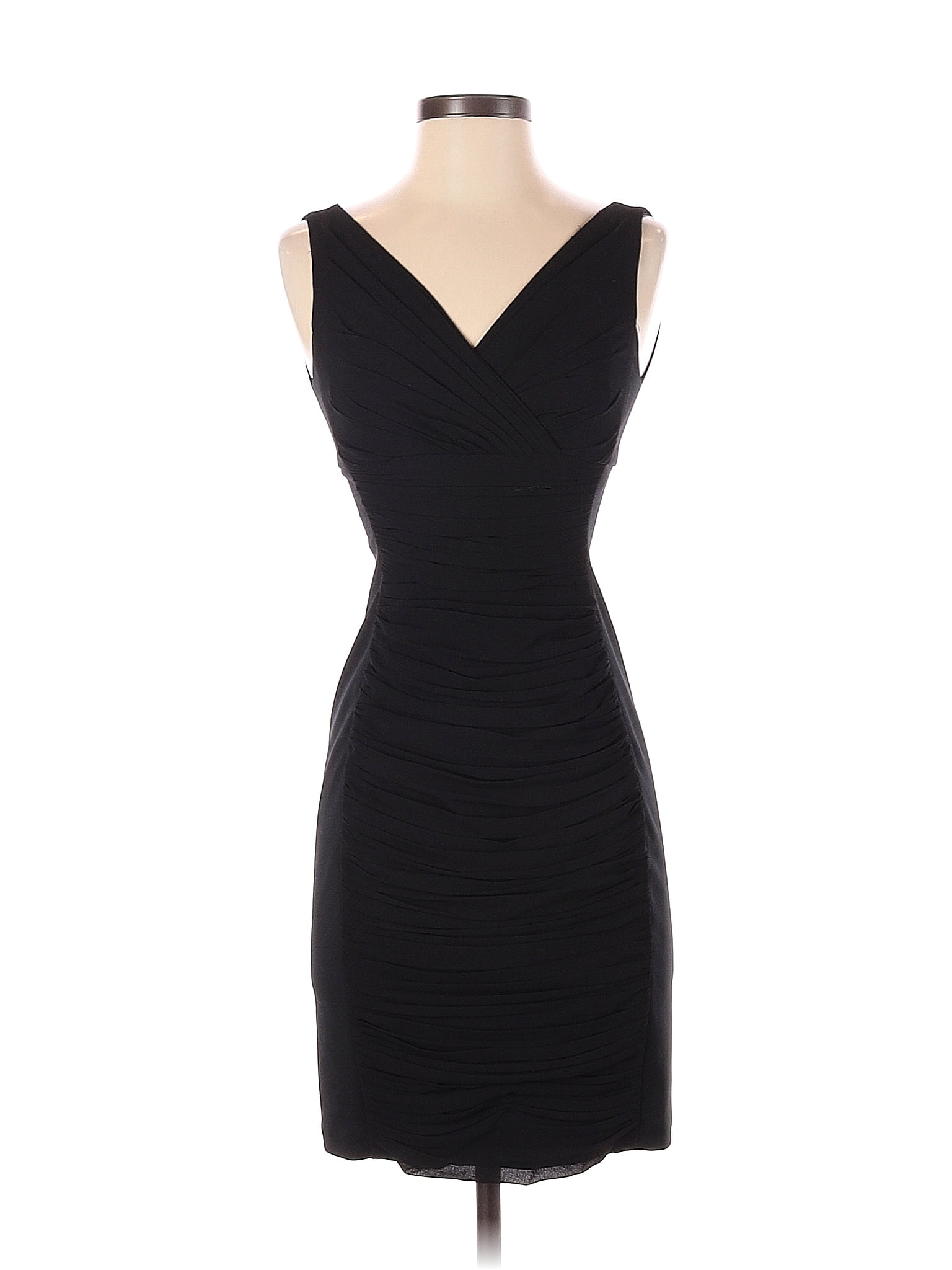 White House Black Market 100 Polyester Solid Black Cocktail Dress Size