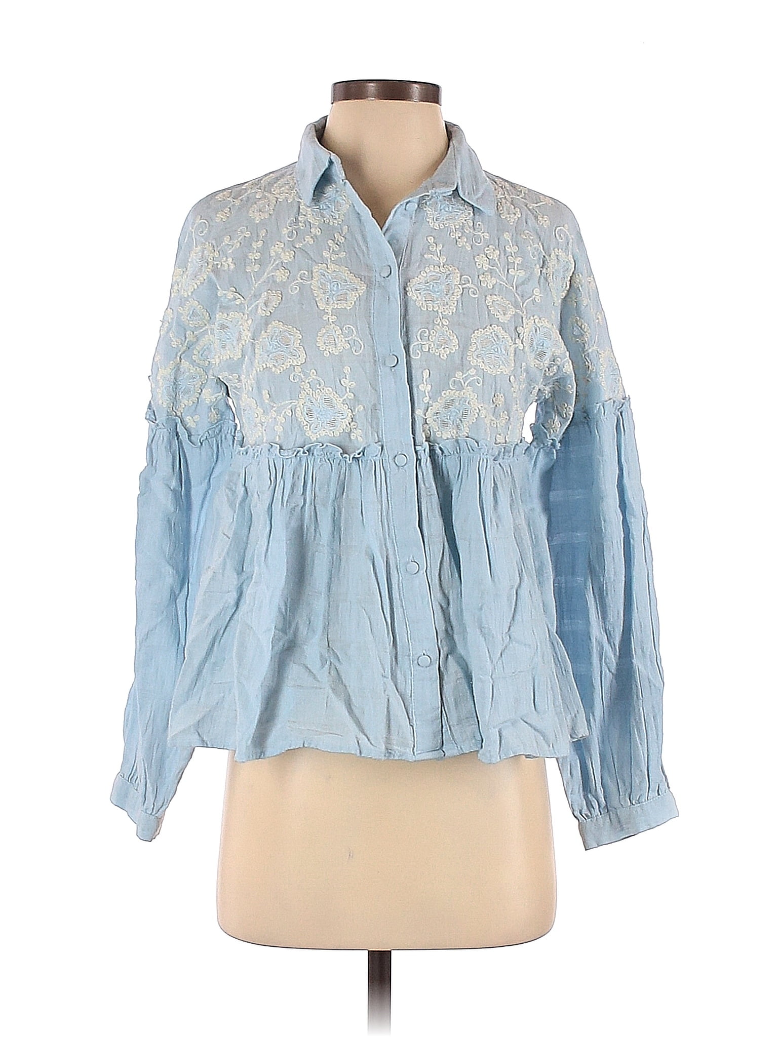 Zara Blue Long Sleeve Button-Down Shirt Size XS - 61% off | ThredUp