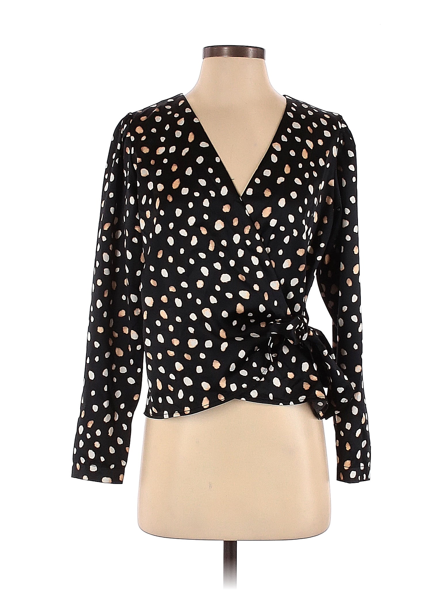 Ann Taylor 100 Polyester Black Long Sleeve Blouse Size Xs 74 Off