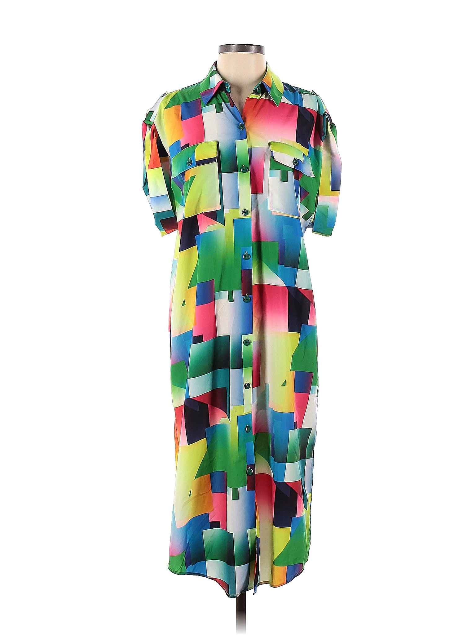 Le Superbe 100% Polyester Graphic Green Floyd Prism Midi Dress Size 0 ...