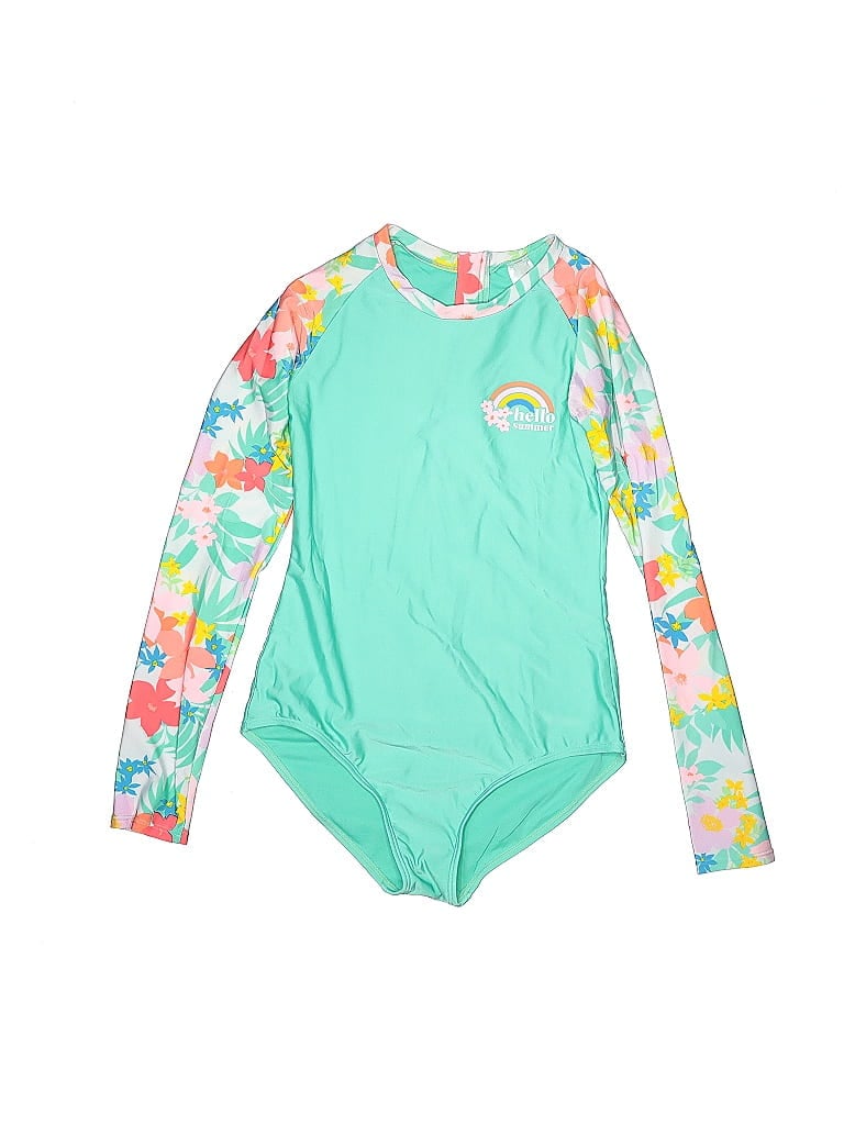 Cat & Jack Floral Blue Green Rash Guard Size 14 - 16 - 0% off | ThredUp