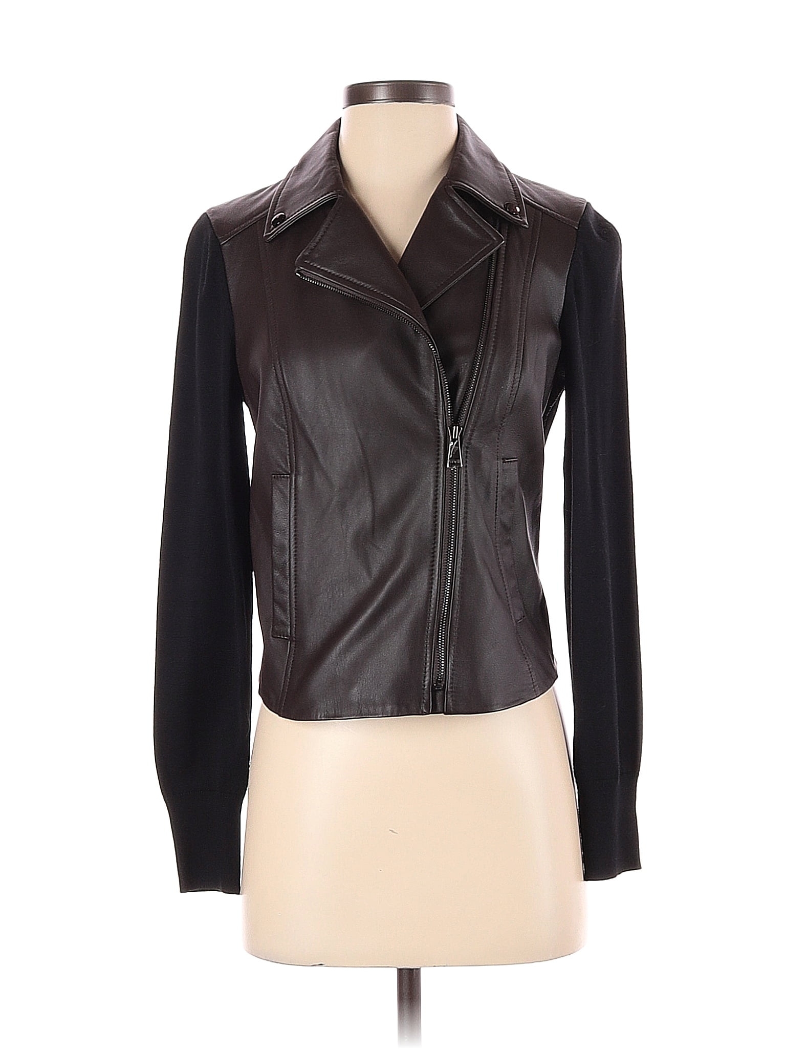 Etcetera 100% Leather Solid Brown Black Leather Jacket Size S - 80% off | thredUP