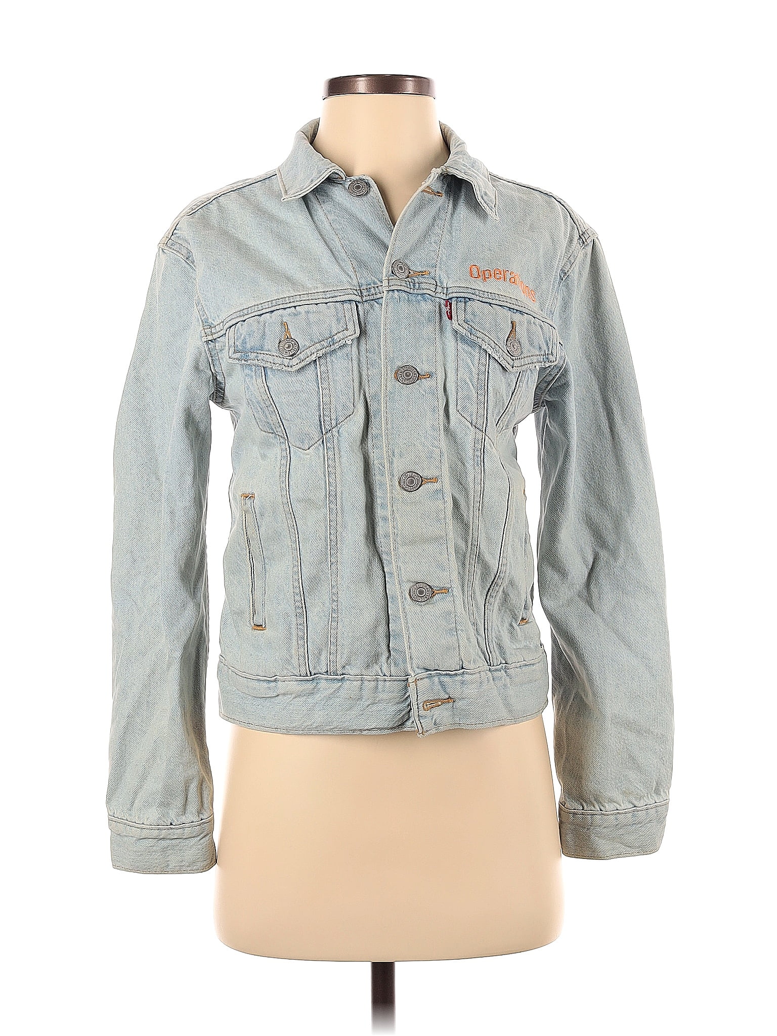 Levis 100 Cotton Solid Gray Blue Denim Jacket Size Xs 63 Off Thredup