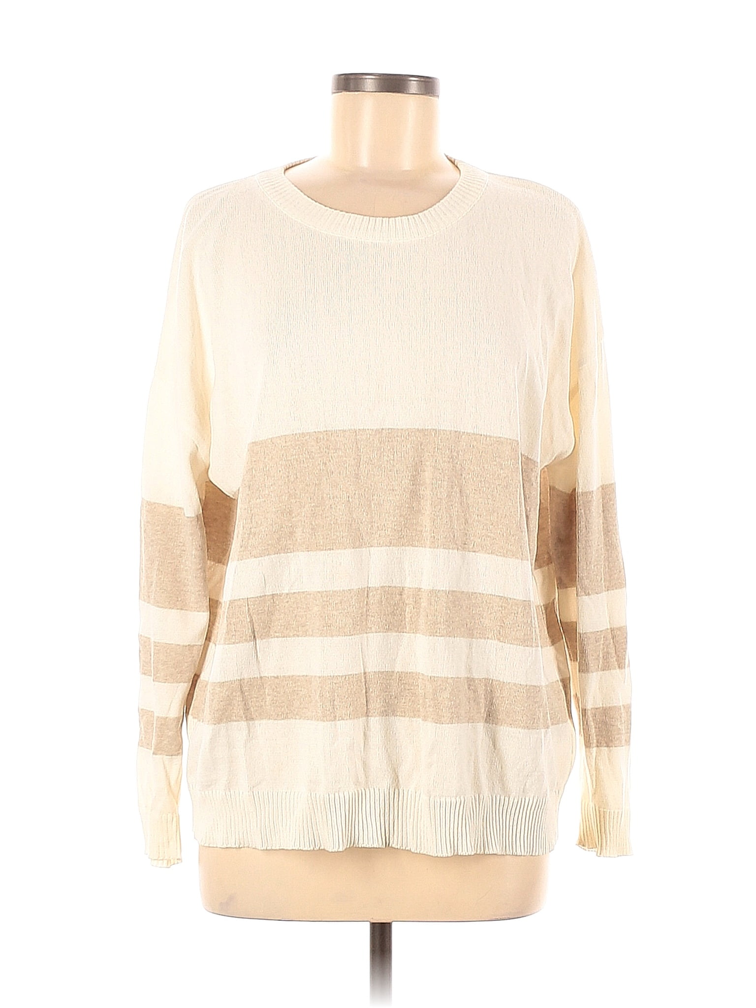 Mus & Bombon Stripes Ivory Pullover Sweater Size L - 81% off | ThredUp