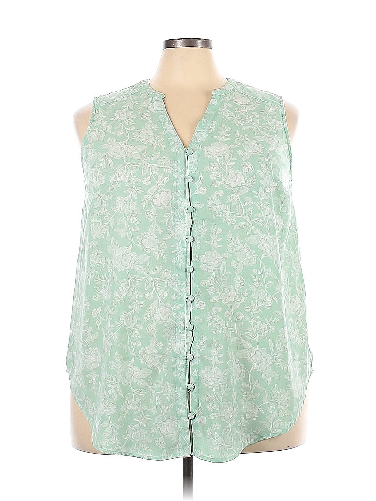 Torrid 100% Polyester Green Sleeveless Blouse Size 3X Plus (3) (Plus ...