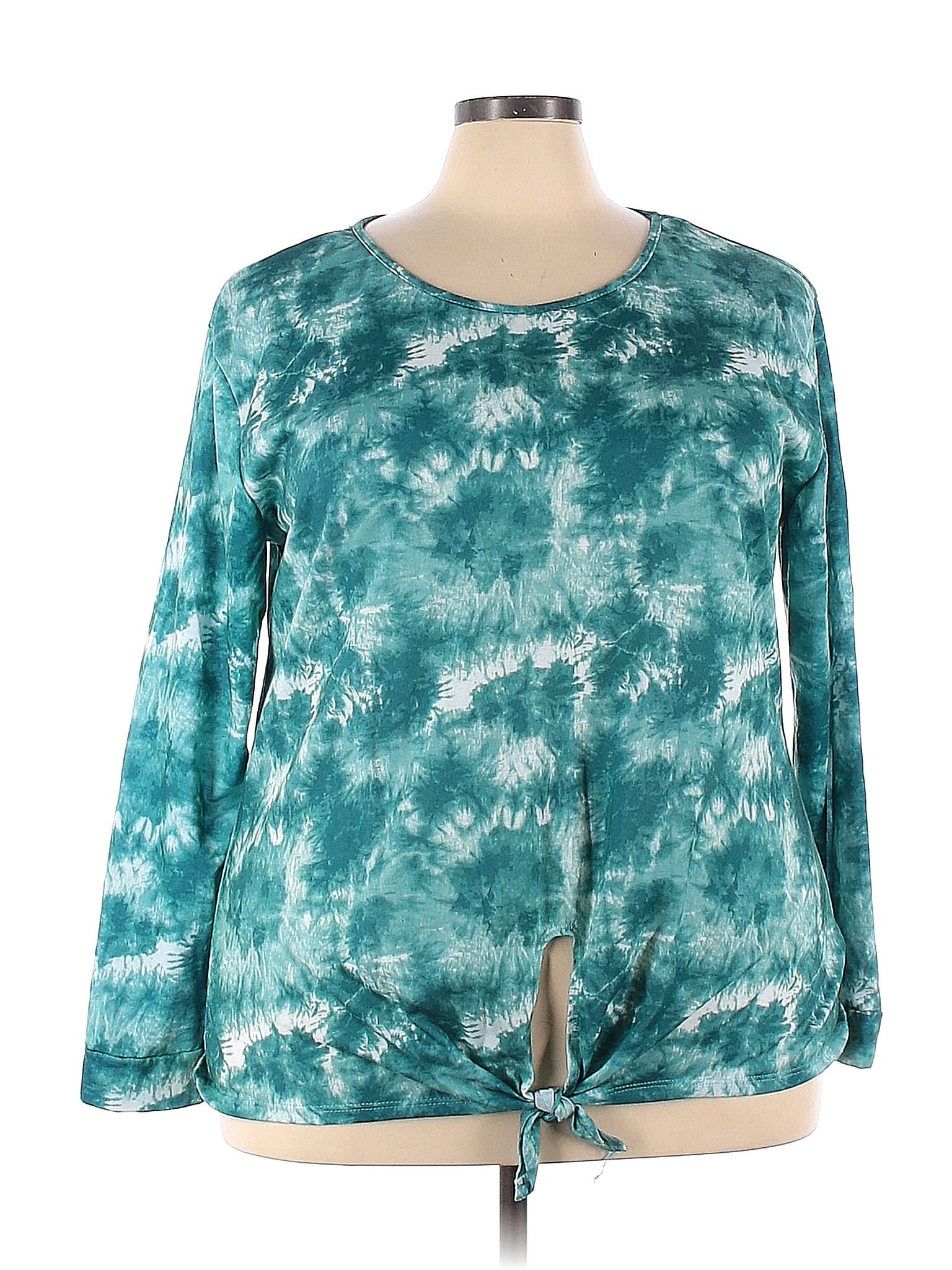 Bobbie Brooks 100 Polyester Teal Long Sleeve Top Size 3x Plus 47
