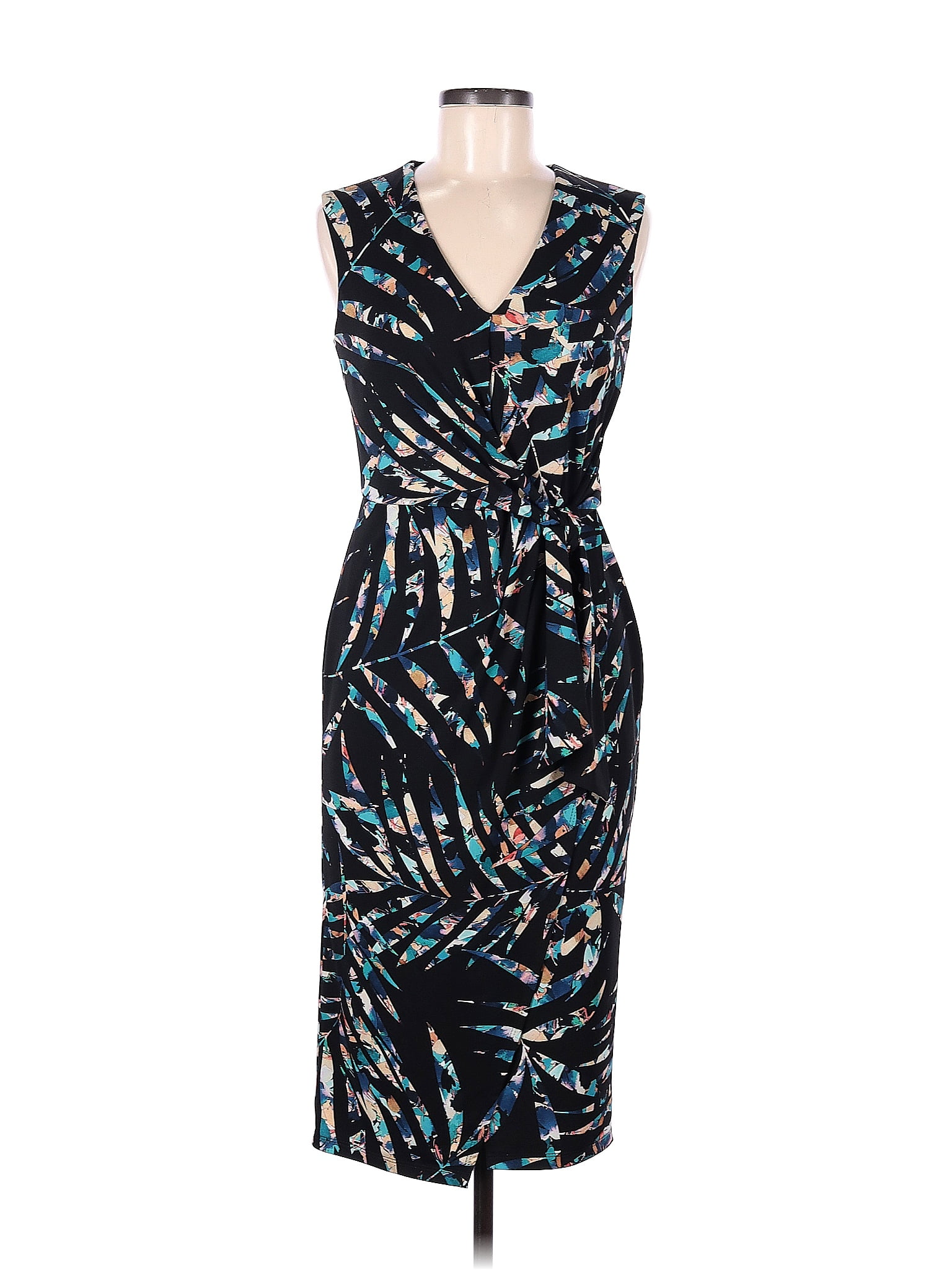 Joseph Ribkoff Tropical Multi Color Teal Casual Dress Size 8 77 Off