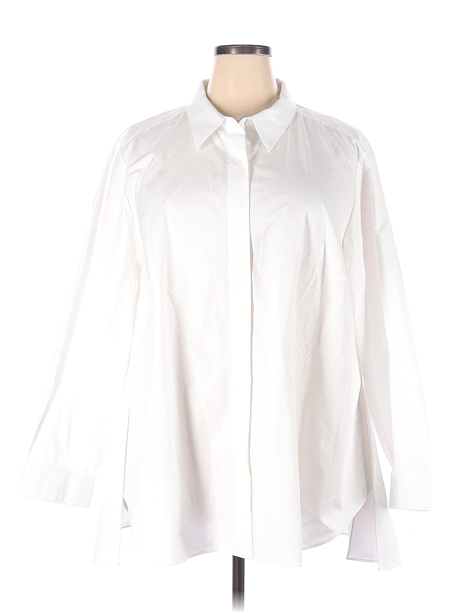 Lafayette 148 New York 100% Cotton Solid White Long Sleeve Blouse Size 3X (Plus) - 80% off | ThredUp