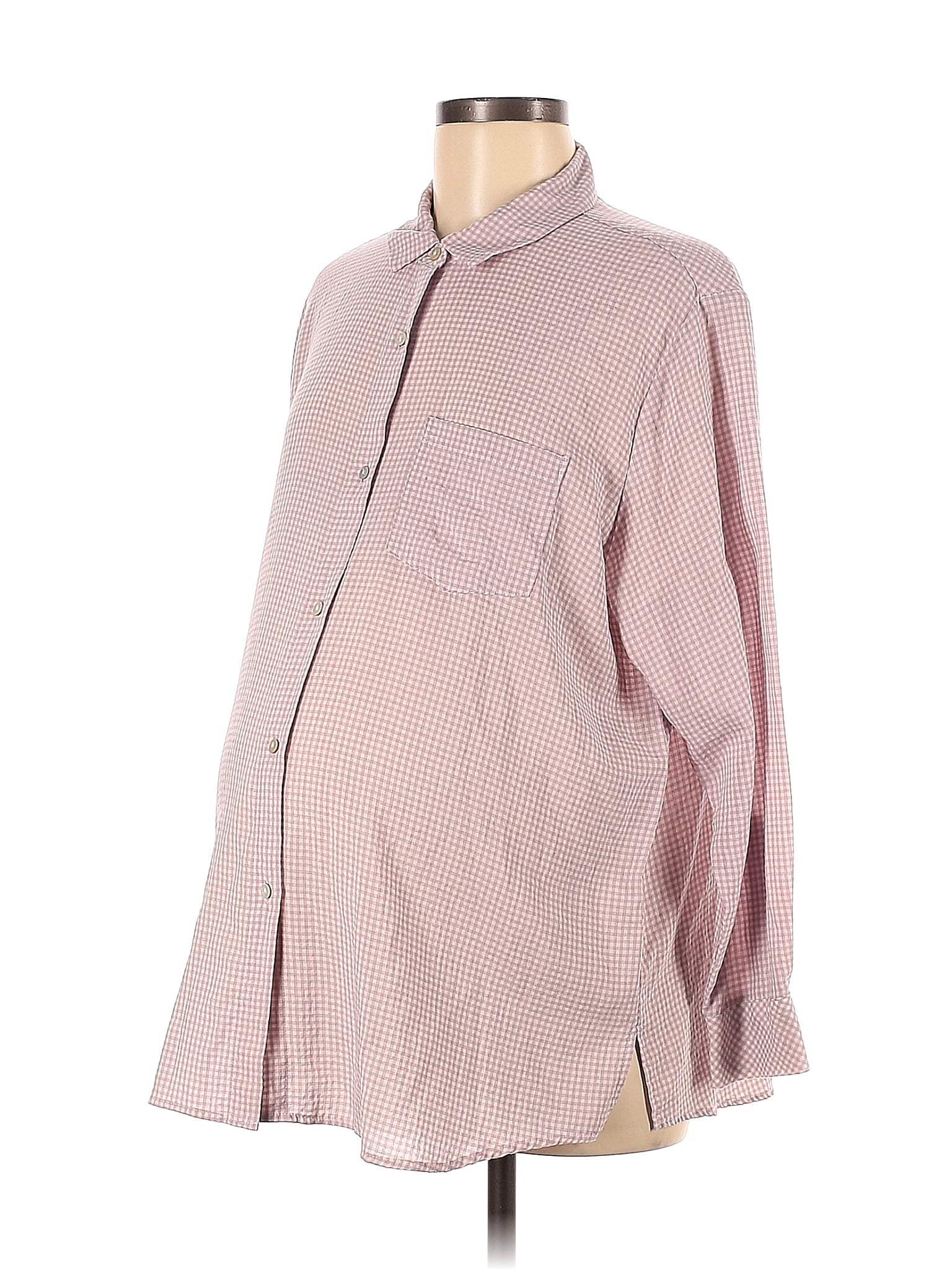 Hatch Pink The Boyfriend Maternity Shirt Size Med Maternity (2 ...