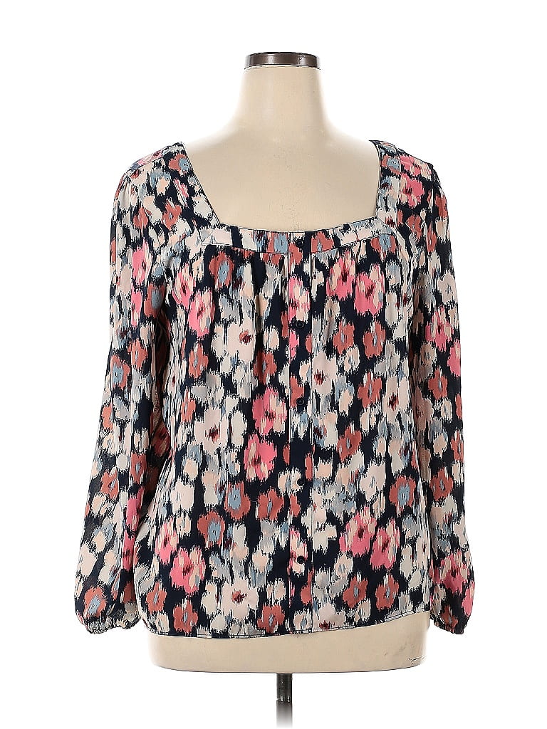 Ann Taylor Loft Outlet 100 Polyester Pink Long Sleeve Blouse Size Xl
