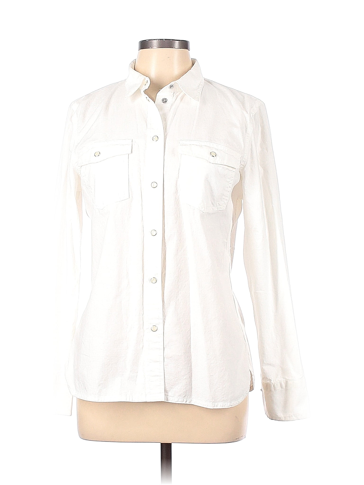 J.Crew 100% Cotton Solid White Ivory Long Sleeve Button-Down Shirt Size 10 - 75% off | thredUP