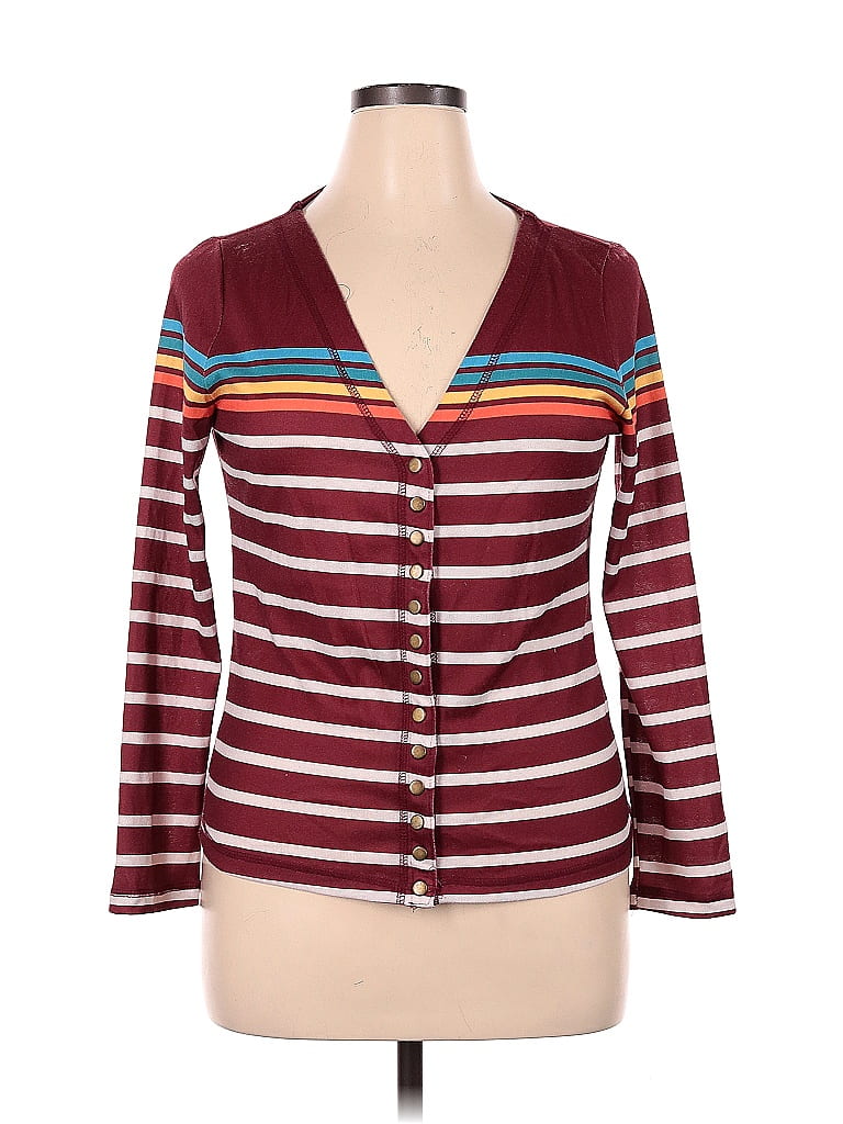Luukse Color Block Stripes Maroon Burgundy Cardigan Size XL - 72% off ...